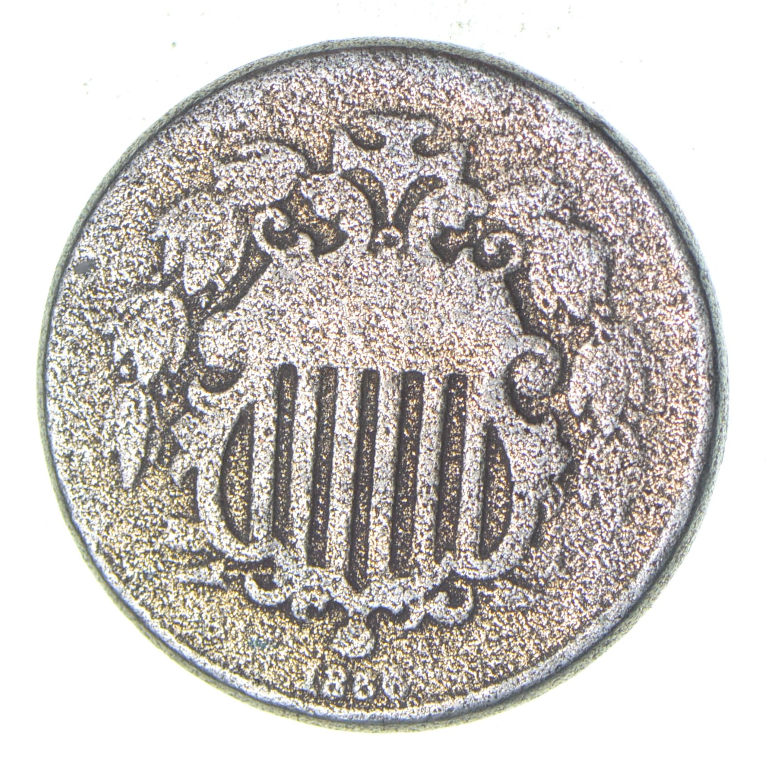 First Nickel Design 1860's-80's Era - US Shield Nickel US Type Coin ...