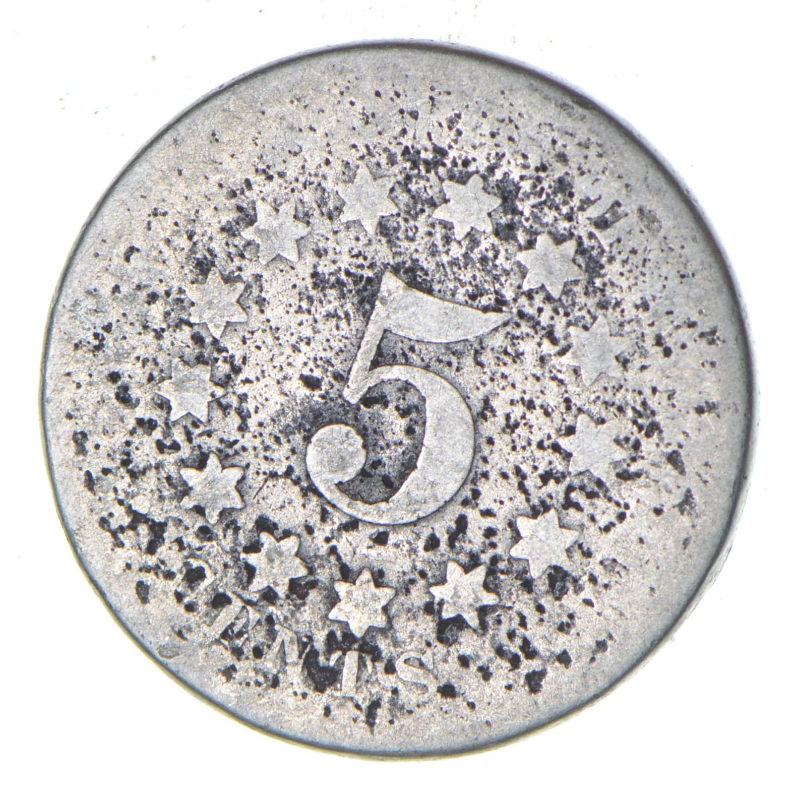 First Nickel Design 1860's-80's Era - US Shield Nickel US Type Coin ...