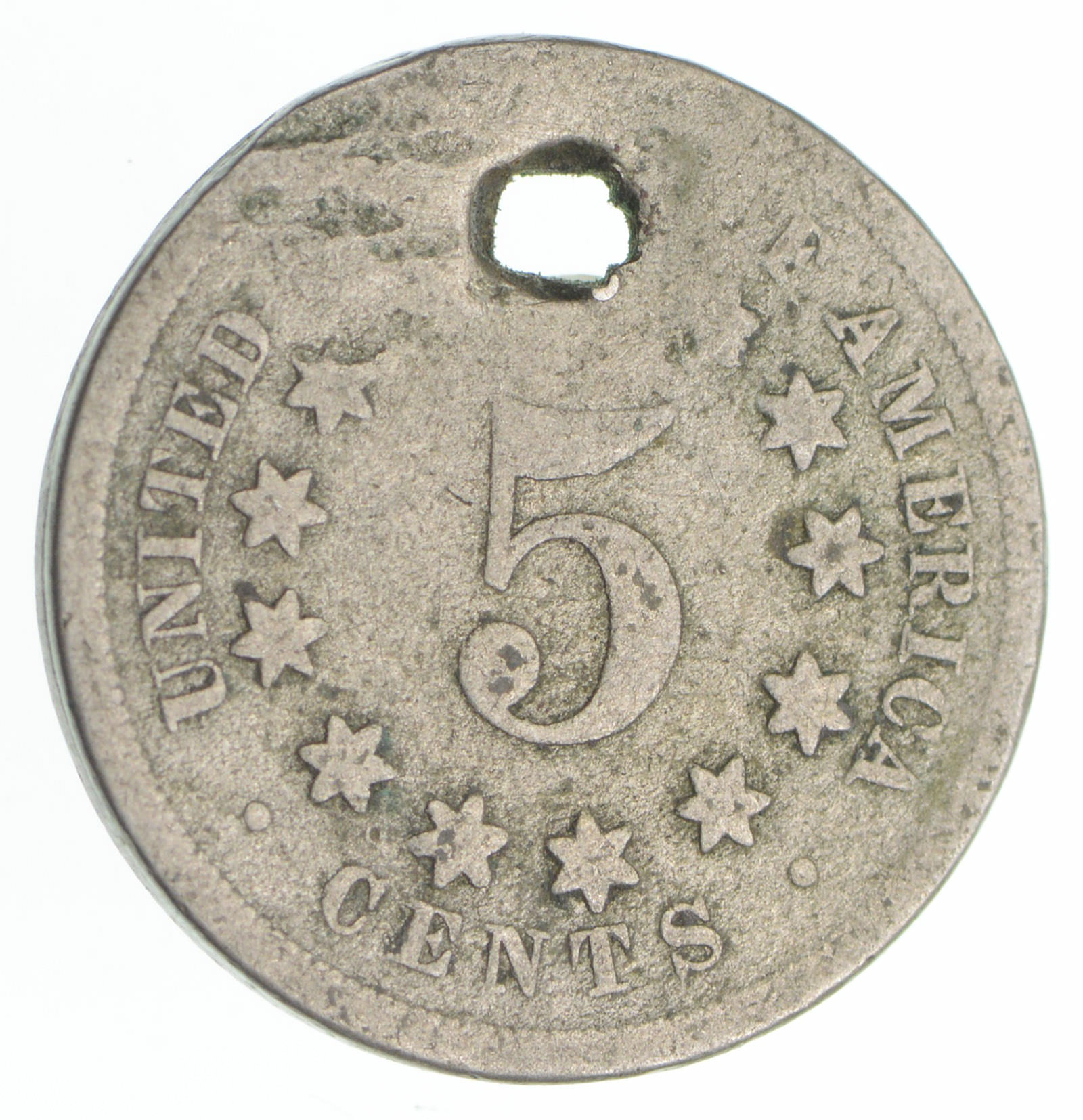 First Nickel Design 1860's-80's Era - US Shield Nickel US Type Coin ...