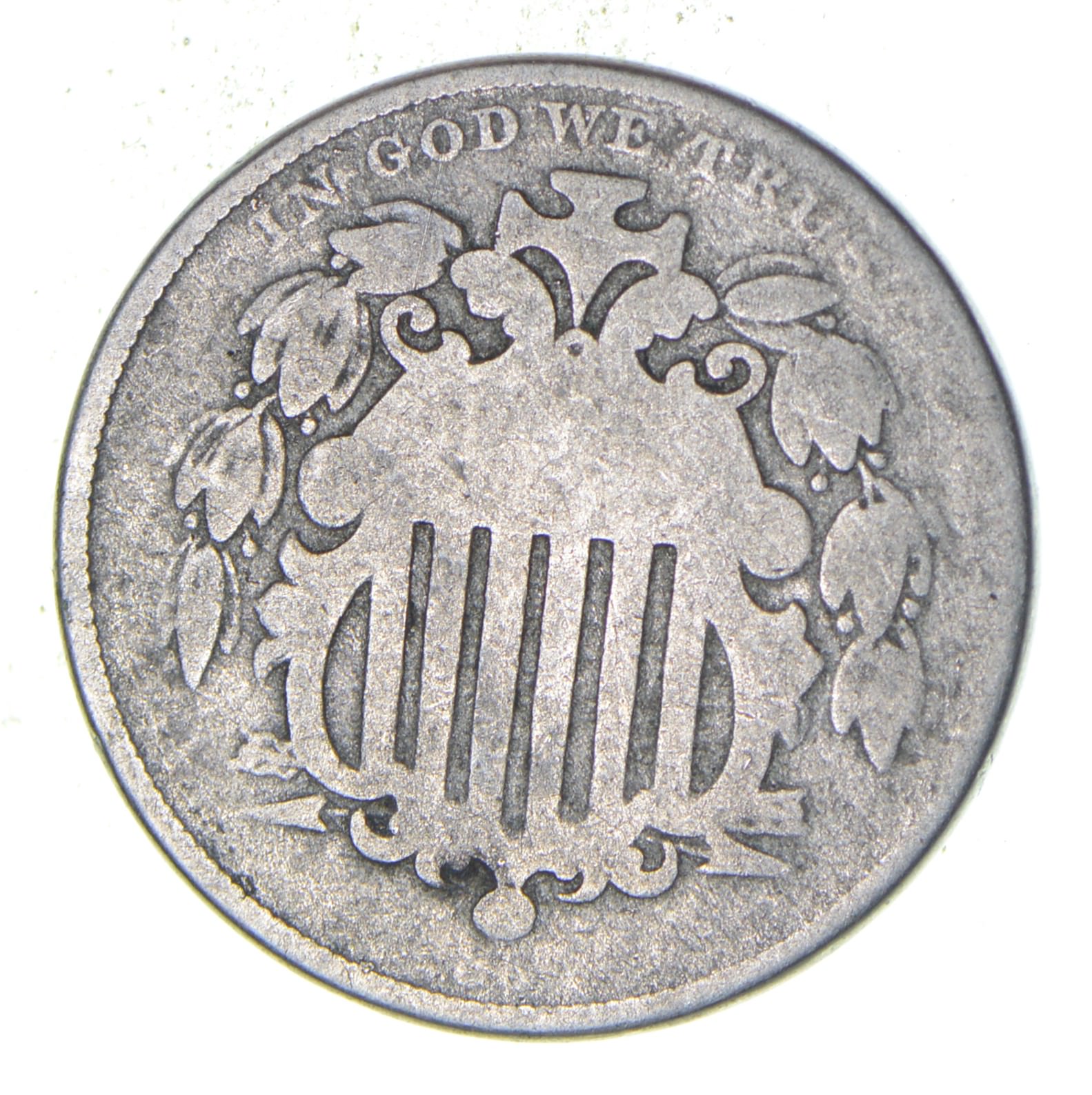 First Nickel Design 1860's-80's Era - US Shield Nickel US Type Coin ...