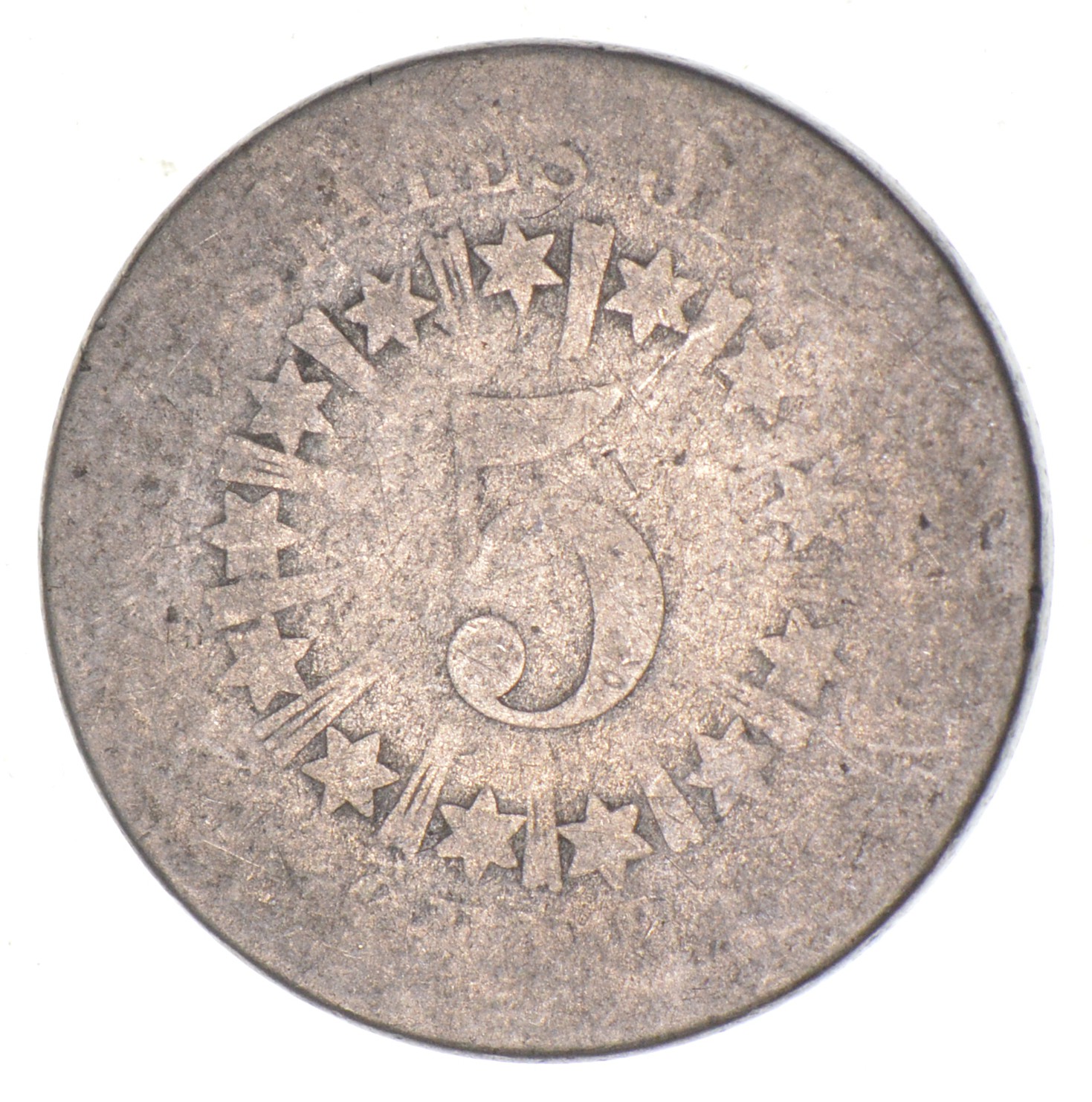 First Nickel Design 1860's-80's Era - US Shield Nickel US Type Coin ...