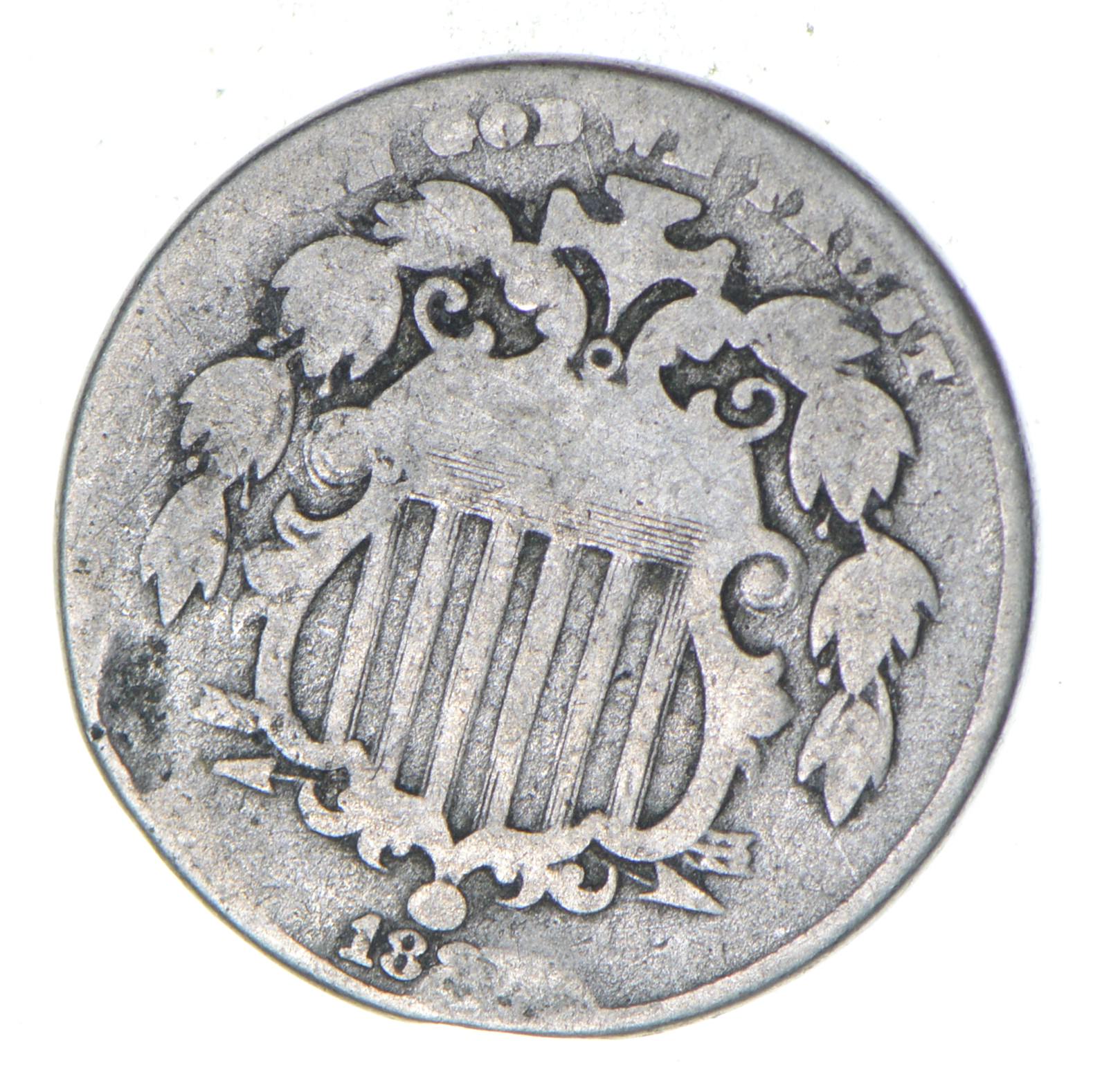 First Nickel Design 1860's-80's Era - US Shield Nickel US Type Coin ...