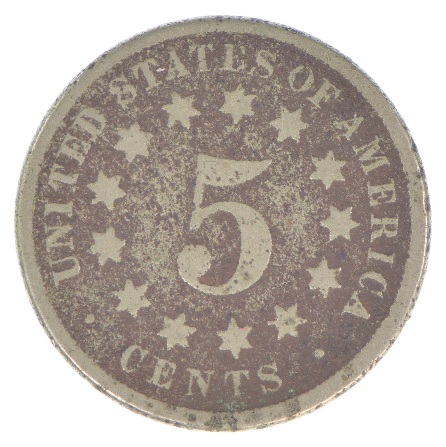 First Nickel Design 1860's-80's Era - US Shield Nickel US Type Coin ...