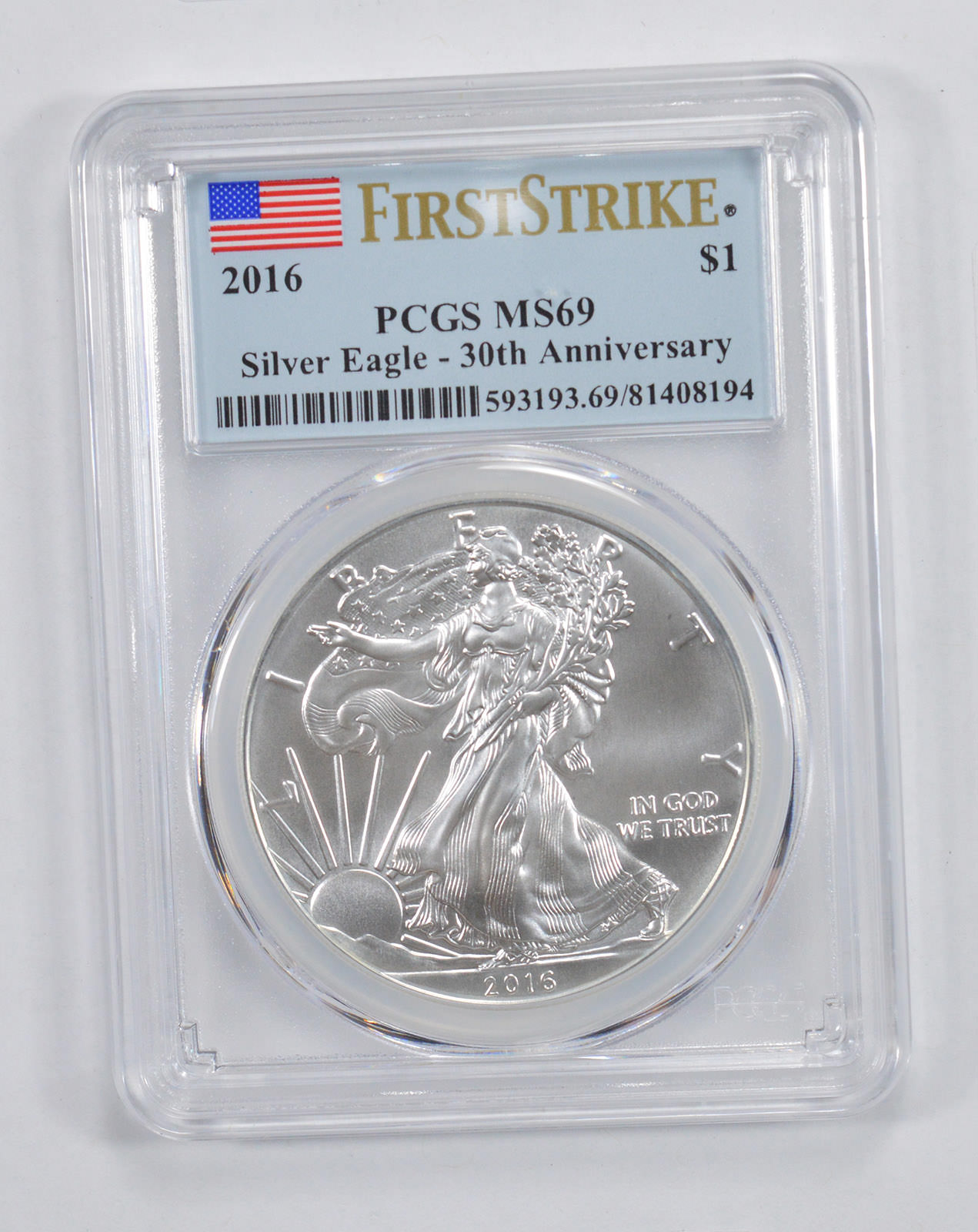 FIRST STRIKE - MS-69 2016 American Silver Eagle $1 - 30th Anniversary ...