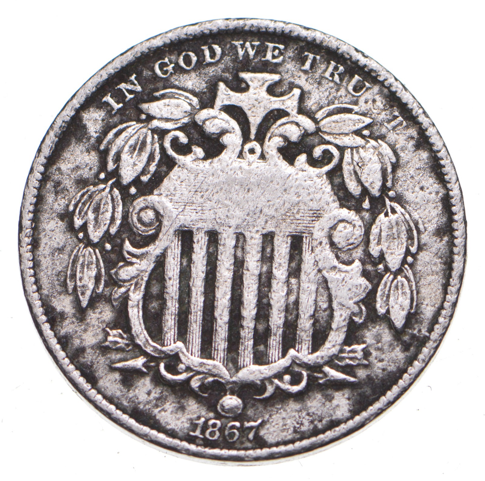 First US Nickel - 1867 - Shield Nickel - US Type Coin - Over 100 Years ...