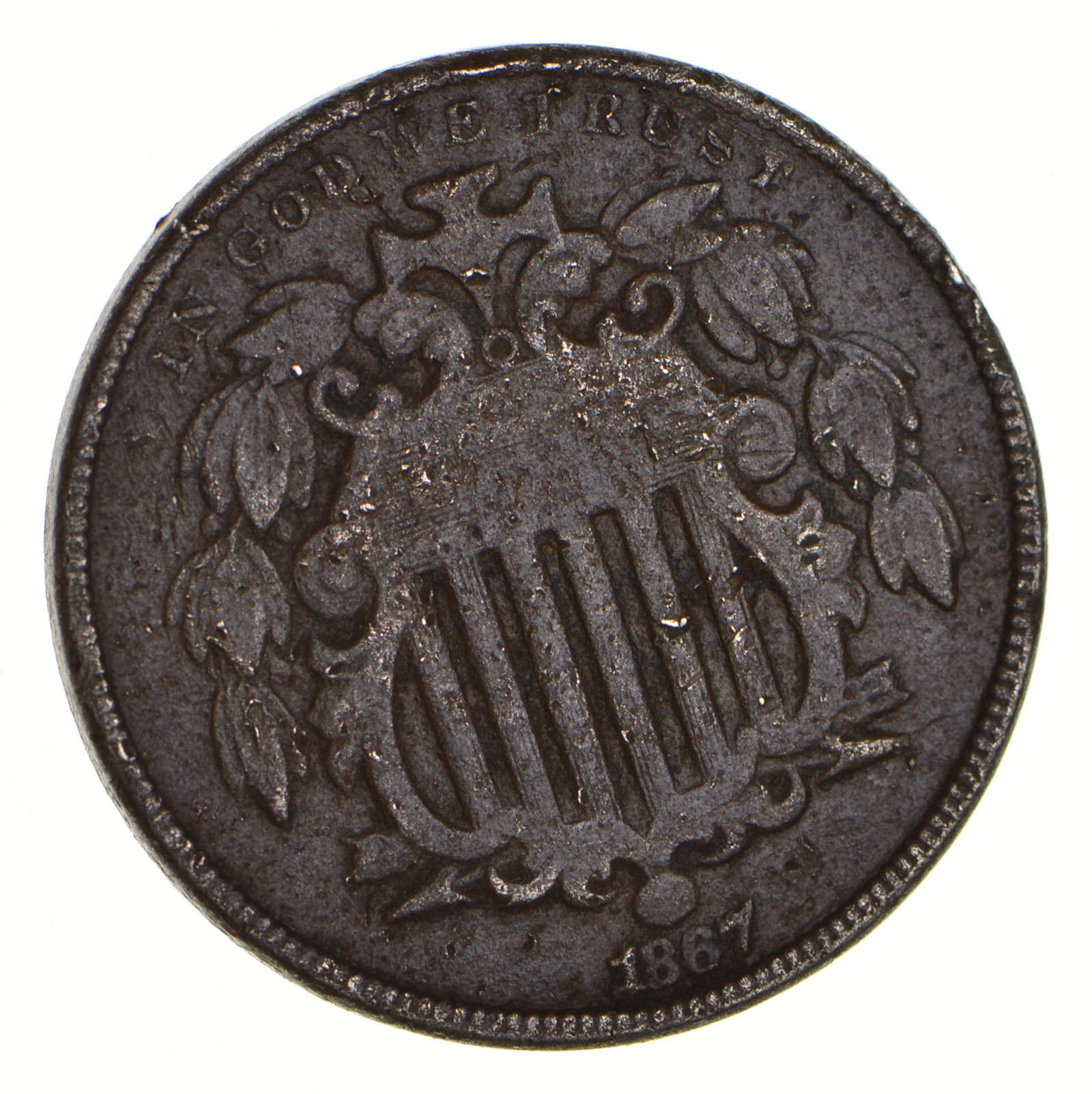 First US Nickel - 1867 - Shield Nickel - US Type Coin - Tough to Find ...