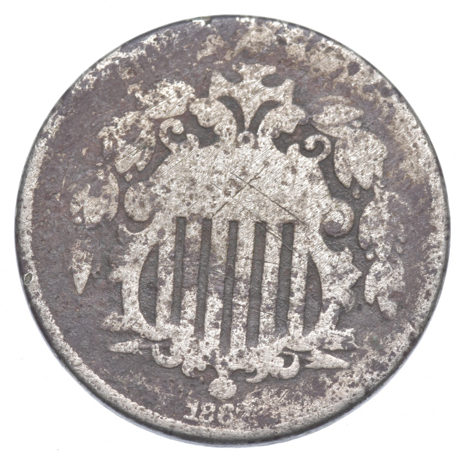 First US Nickel - 1867 - With Rays - Shield Nickel - US Type Coin ...