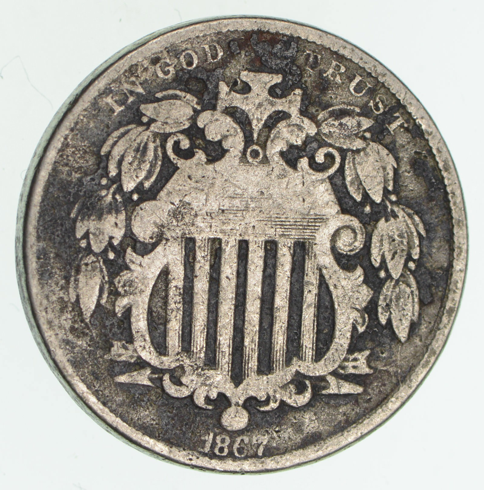 First US Nickel - 1867 Without Rays - Shield Nickel - US Type Coin ...