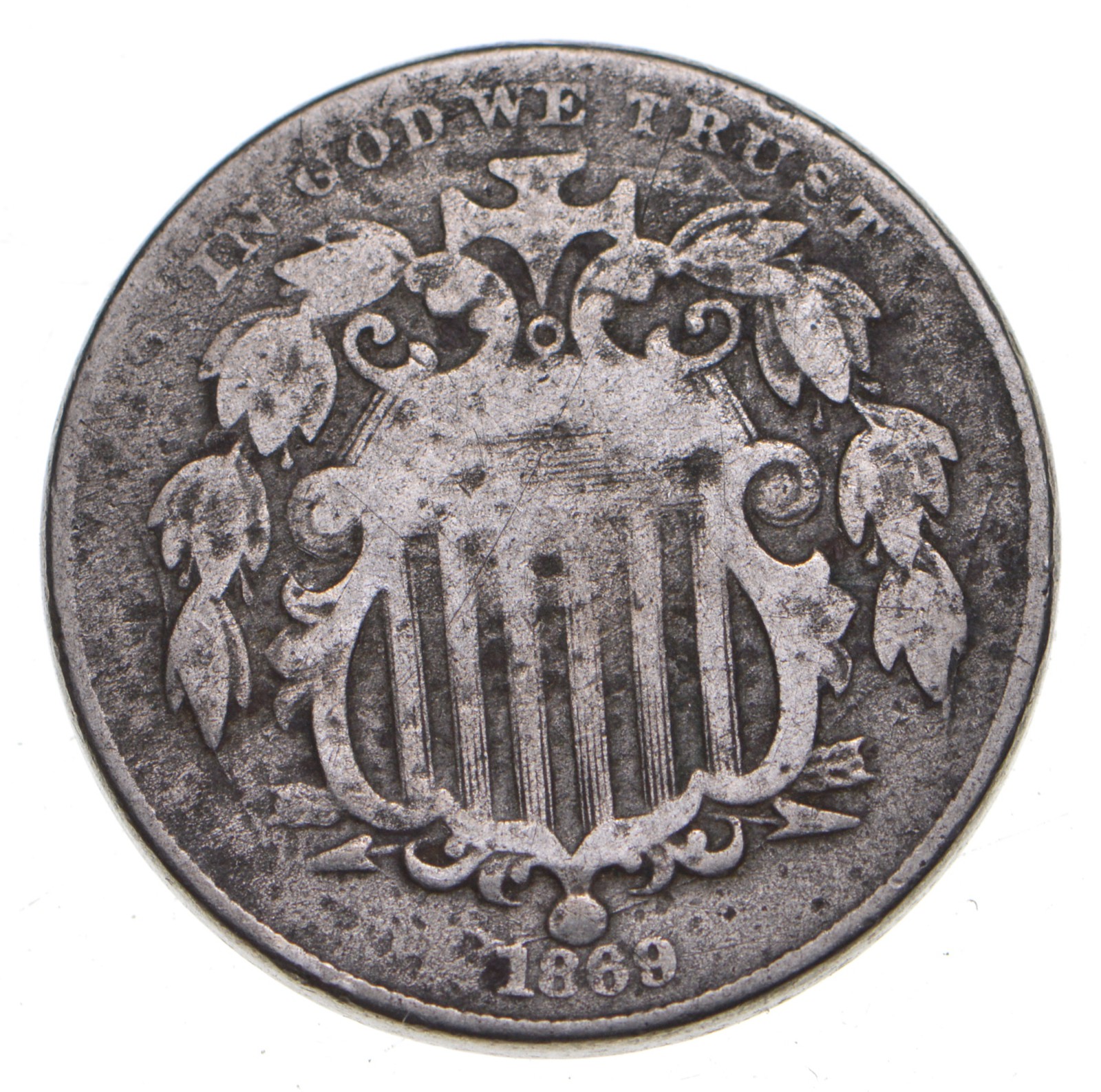 First US Nickel - 1869 - Shield Nickel - US Type Coin - Over 100 Years ...