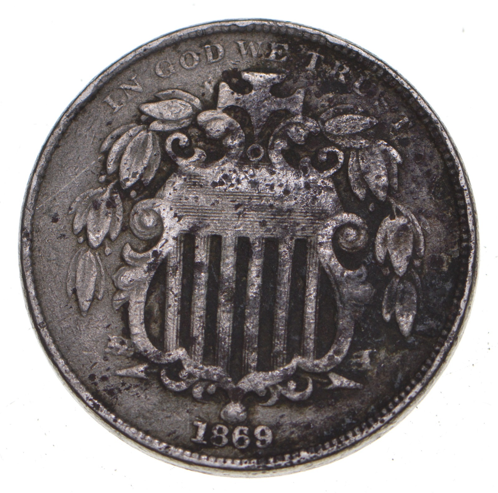 First US Nickel - 1869 - Shield Nickel - US Type Coin - Over 100 Years ...