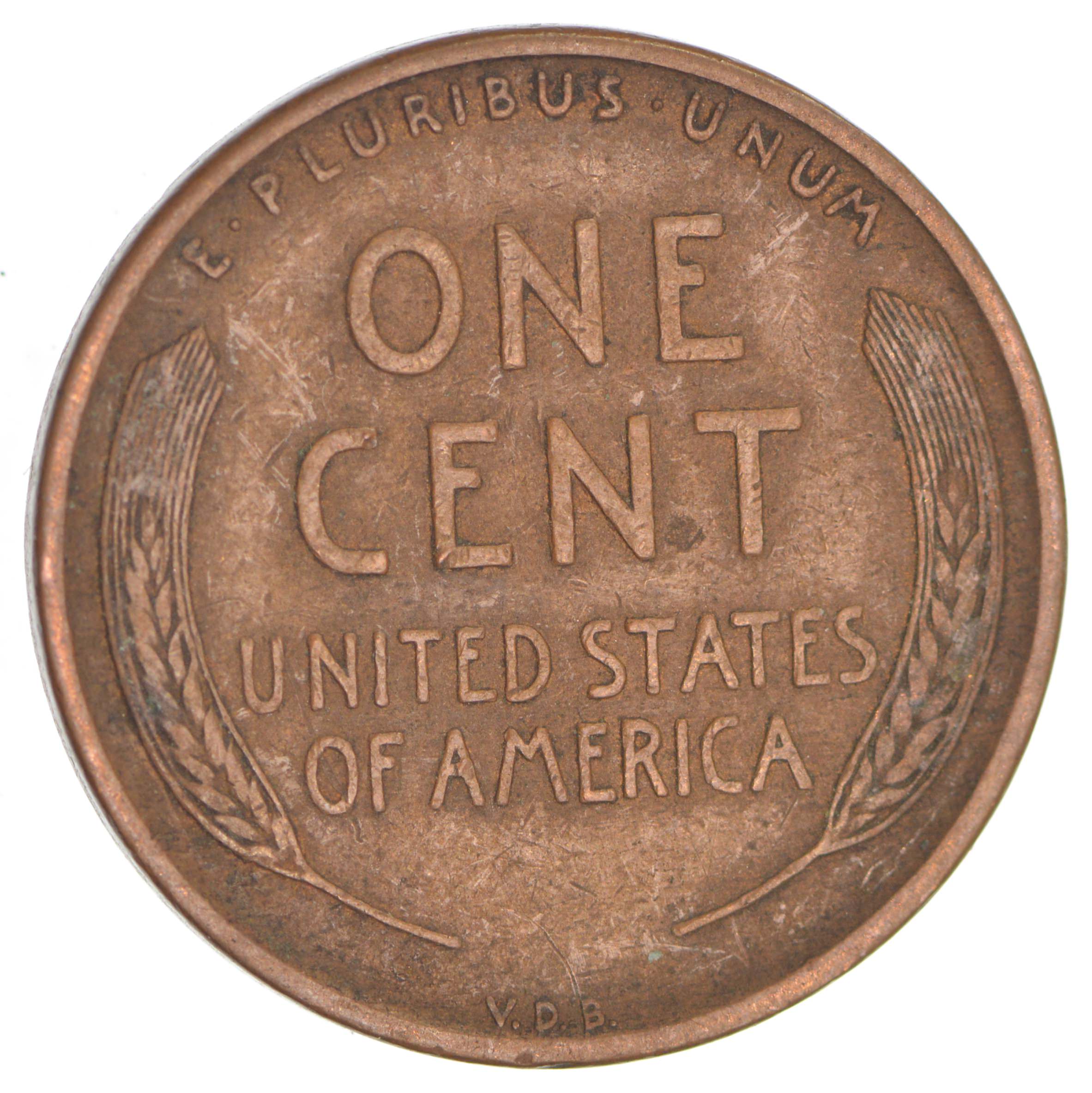 First Year - with Rare V.D.B. Initials! 1909 Lincoln Wheat Cent - Over ...