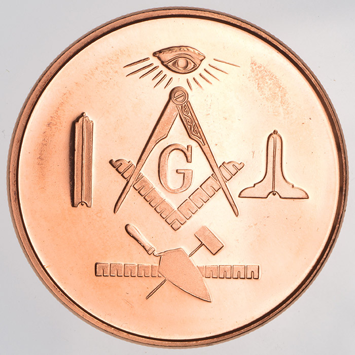 Free Mason Masonic - 1 Oz .999 Fine Copper Round | Property Room