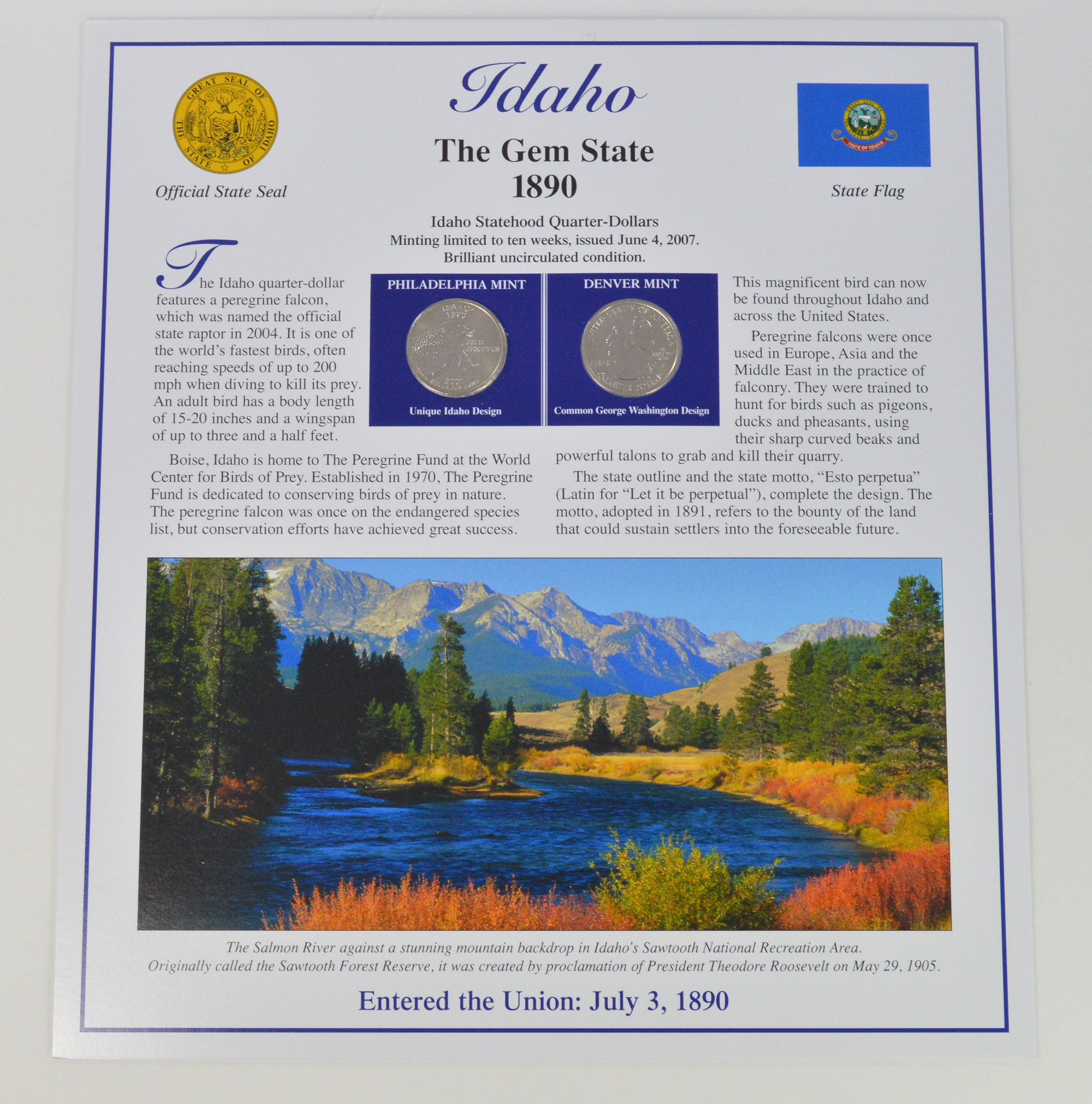 Full Color 2 Coin Ch BU Idaho State Quarter Beautifully Displayed Coin ...
