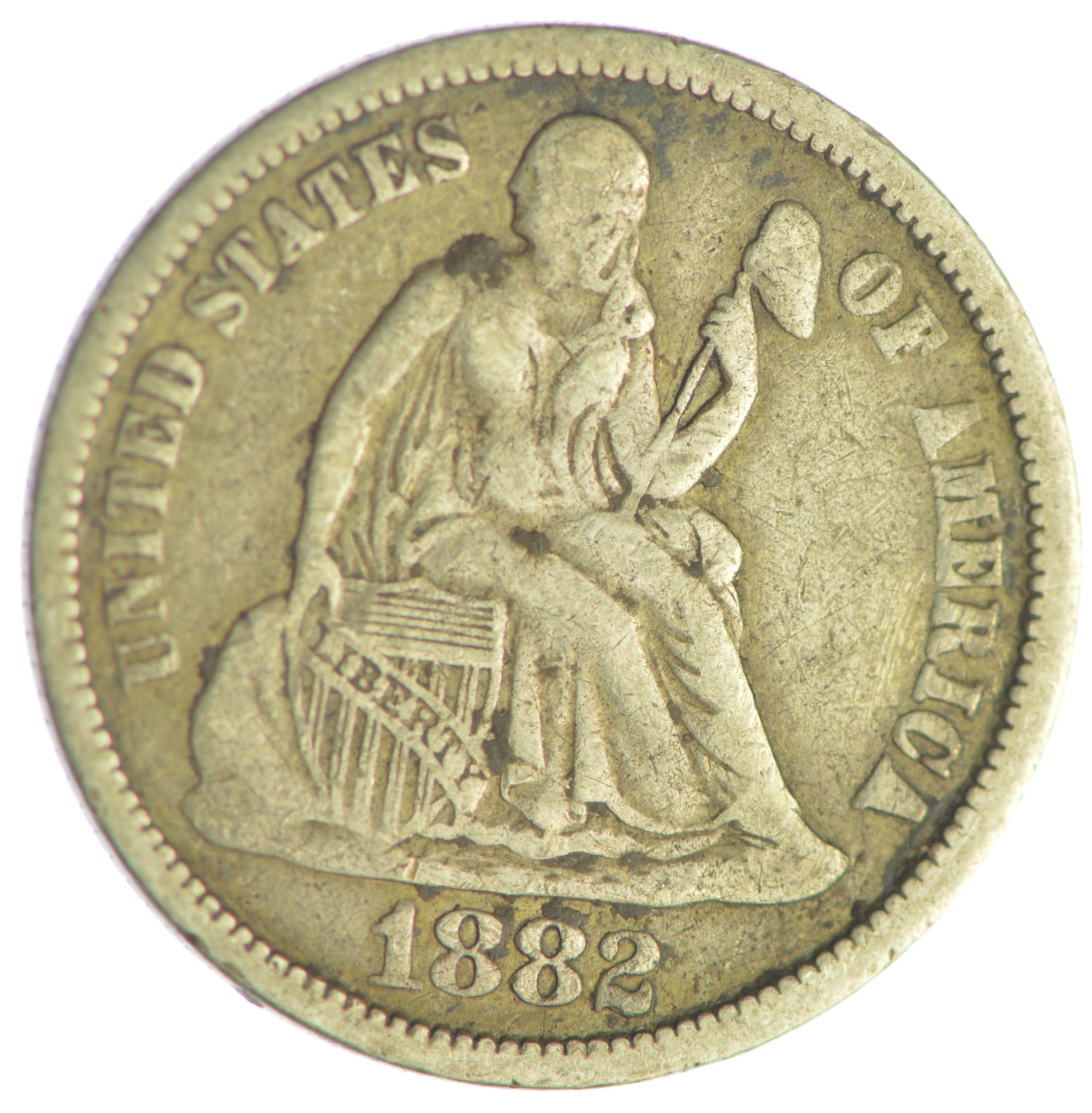 Full Liberty - 1882 Seated Liberty Silver Dime | Property Room