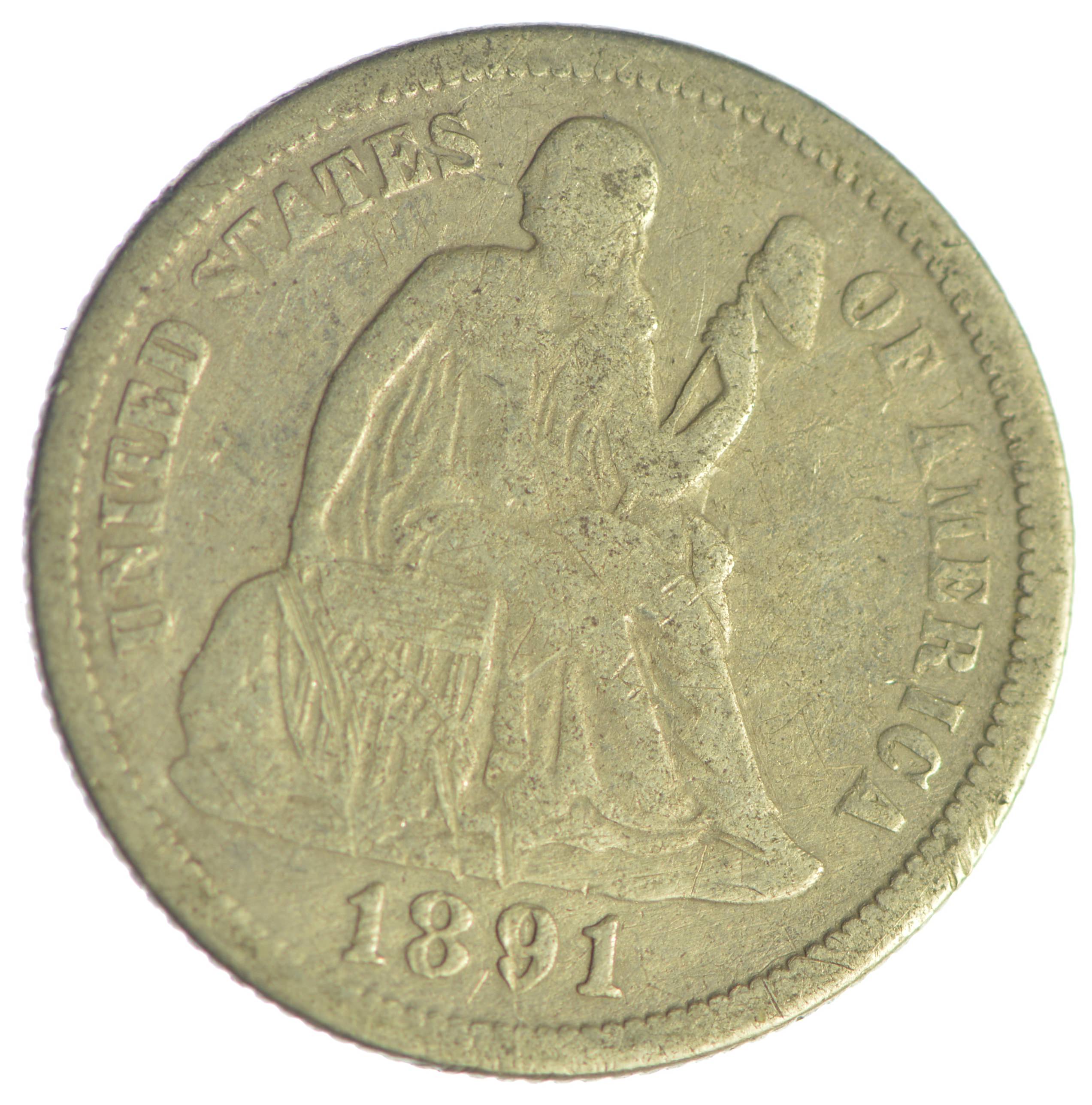 Full Liberty - 1891 Seated Liberty Silver Dime | Property Room