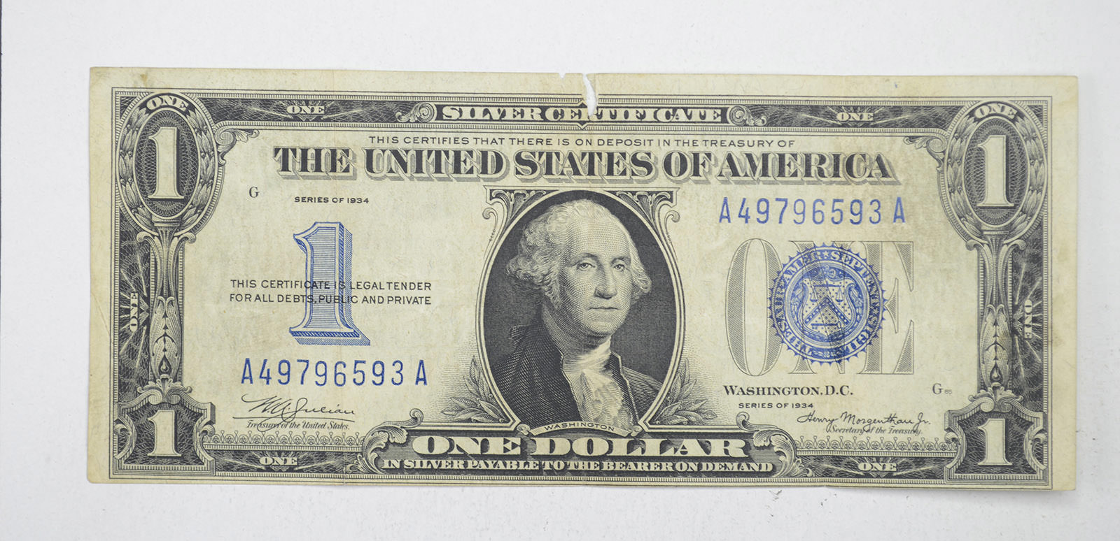 FUNNY BACK - 1934 $1.00 - Silver Certificate - Monopoly Money - Very ...