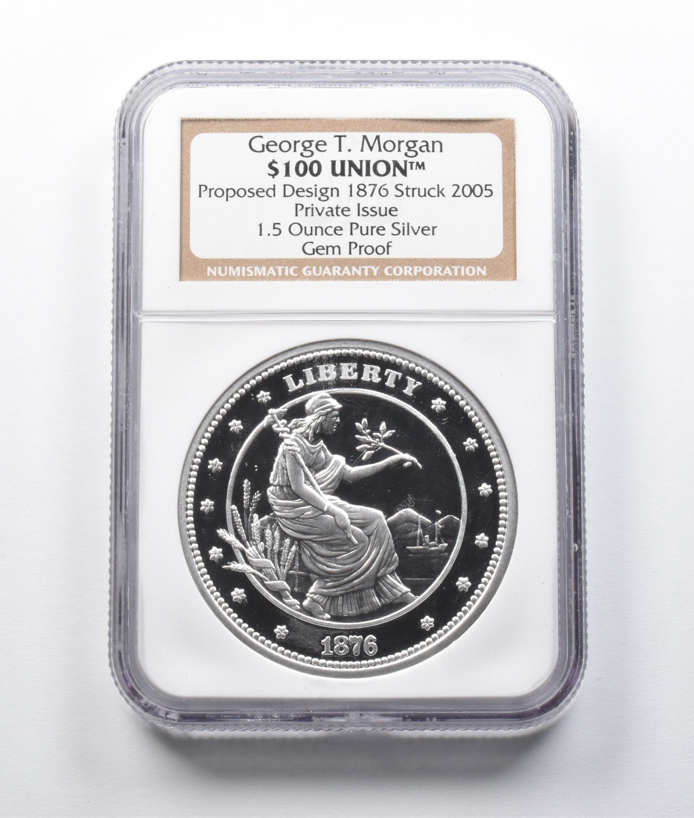 Gem Pf $100 Union George T Morgan Proposed Design 1.5 Oz Silver Private ...