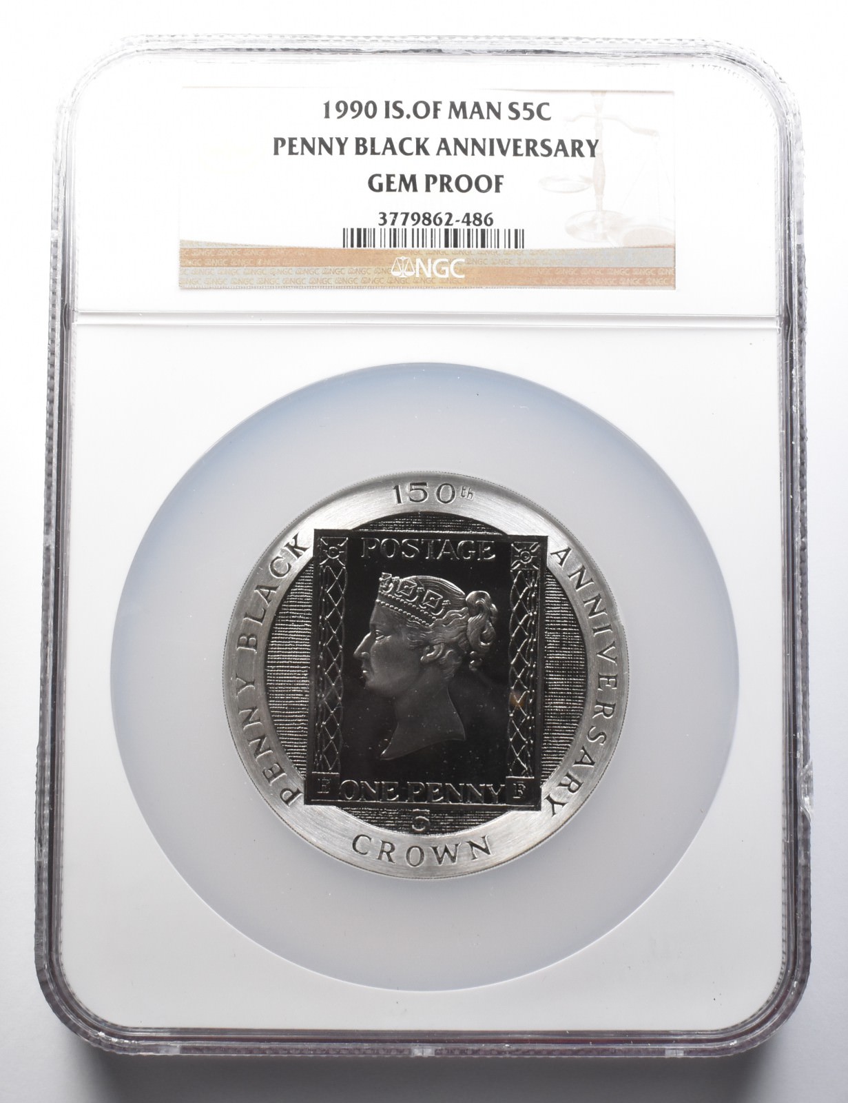 Gem Proof 1990 Isle Of Man 5 Crown - Penny Black Anniversary - Graded ...