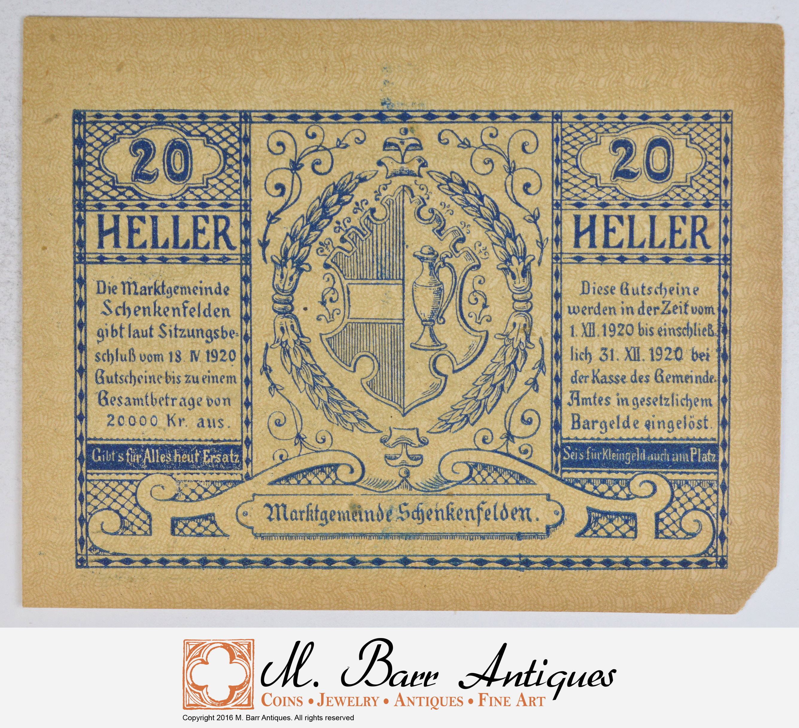 German - Notgeld Note - Historic - 1920's/30's Era - Great Art ...