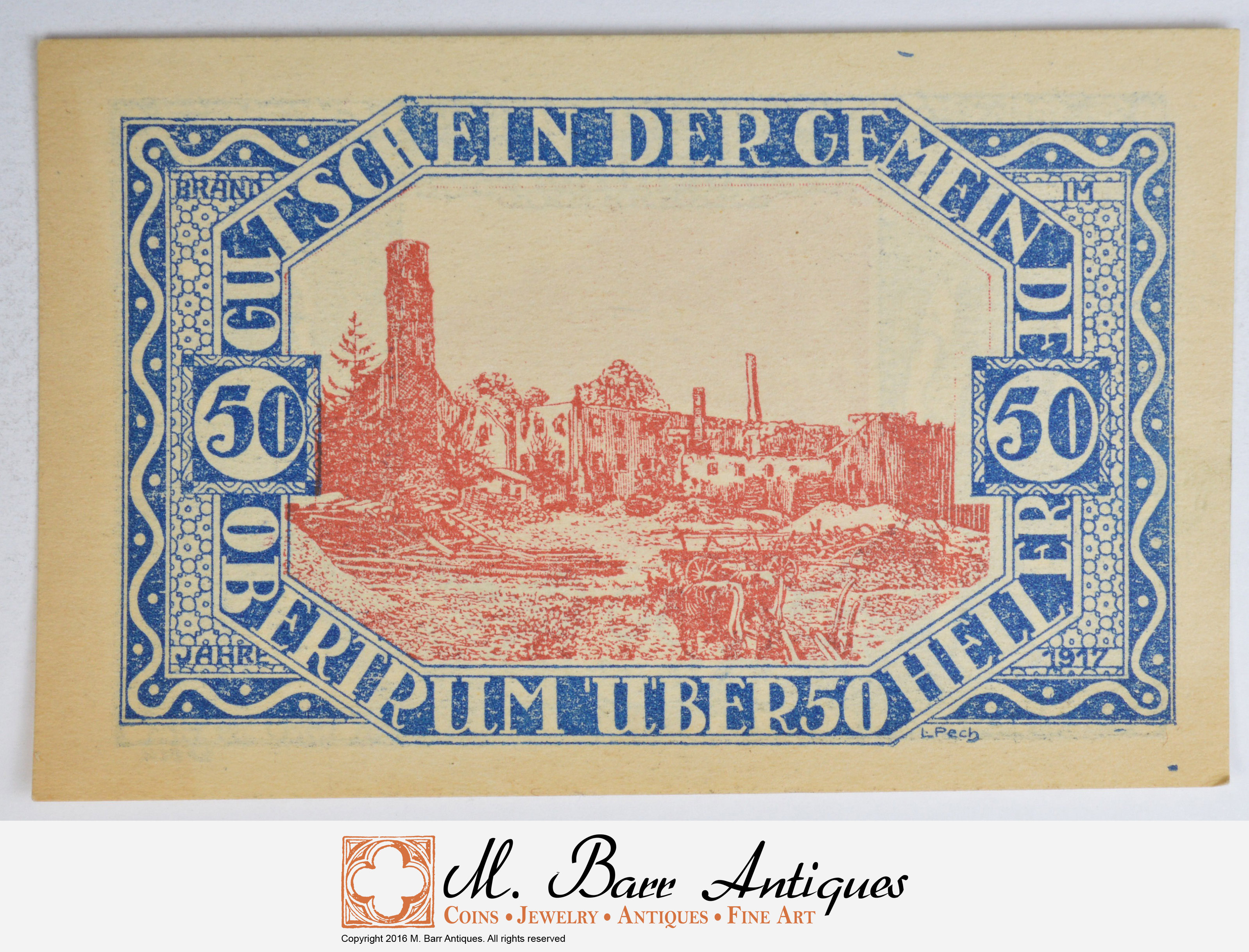 German - Notgeld Note - Historic - 1920's/30's Era - Great Art ...