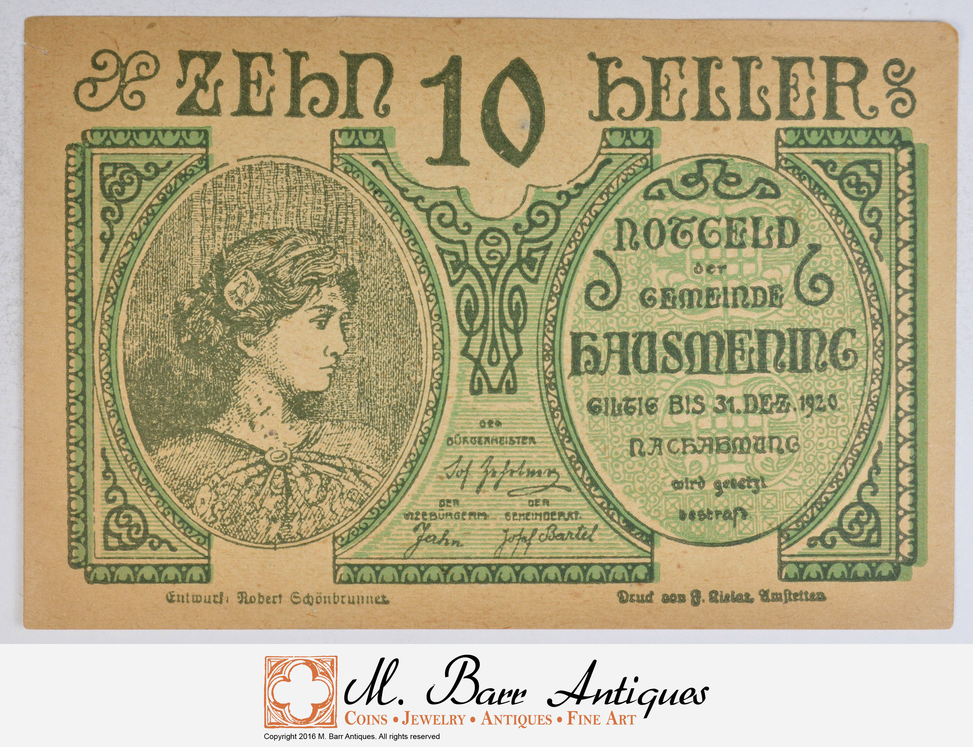German - Notgeld Note - Historic - 1920's/30's Era - Great Art ...