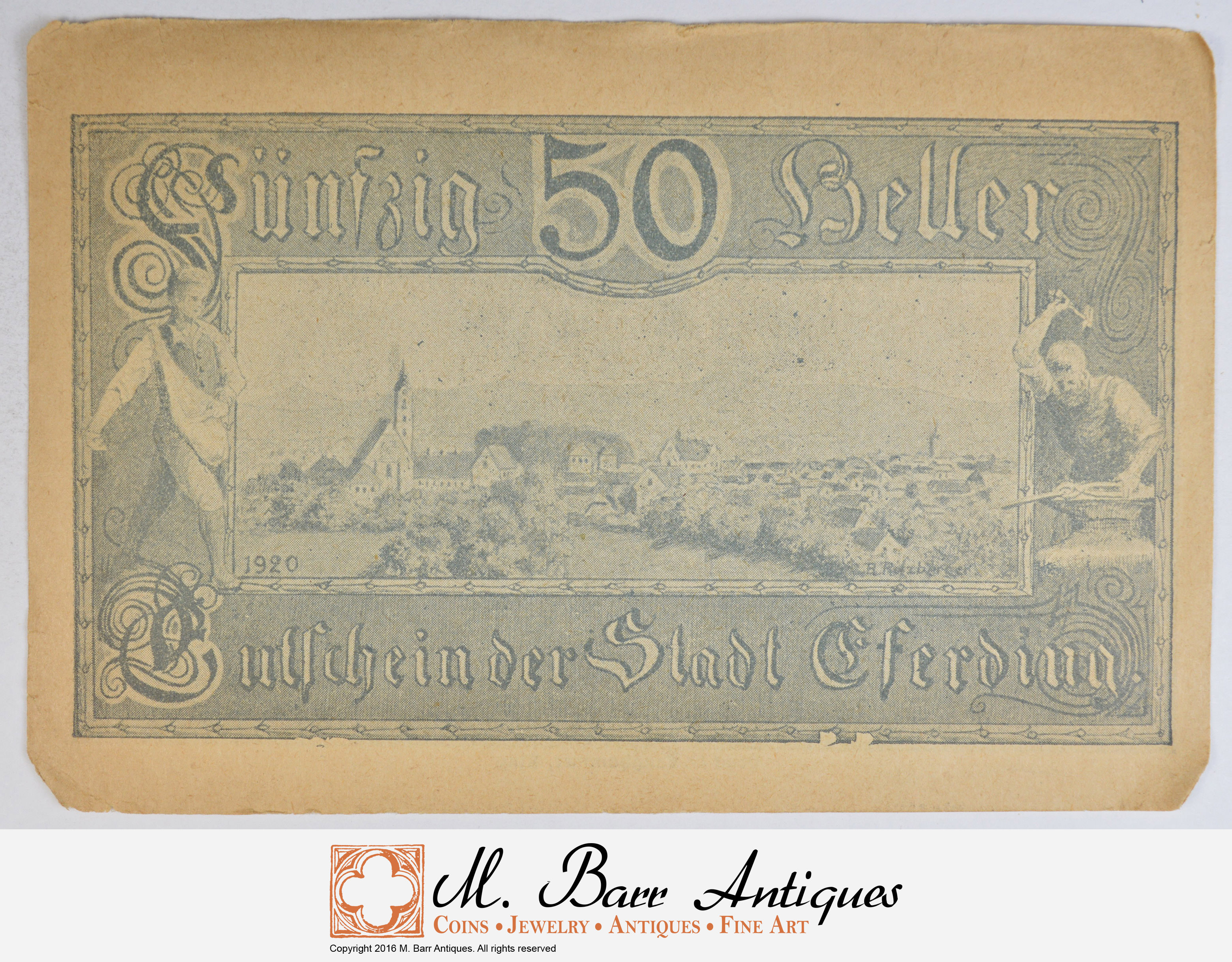 German - Notgeld Note - Historic - 1920's/30's Era - Great Art ...