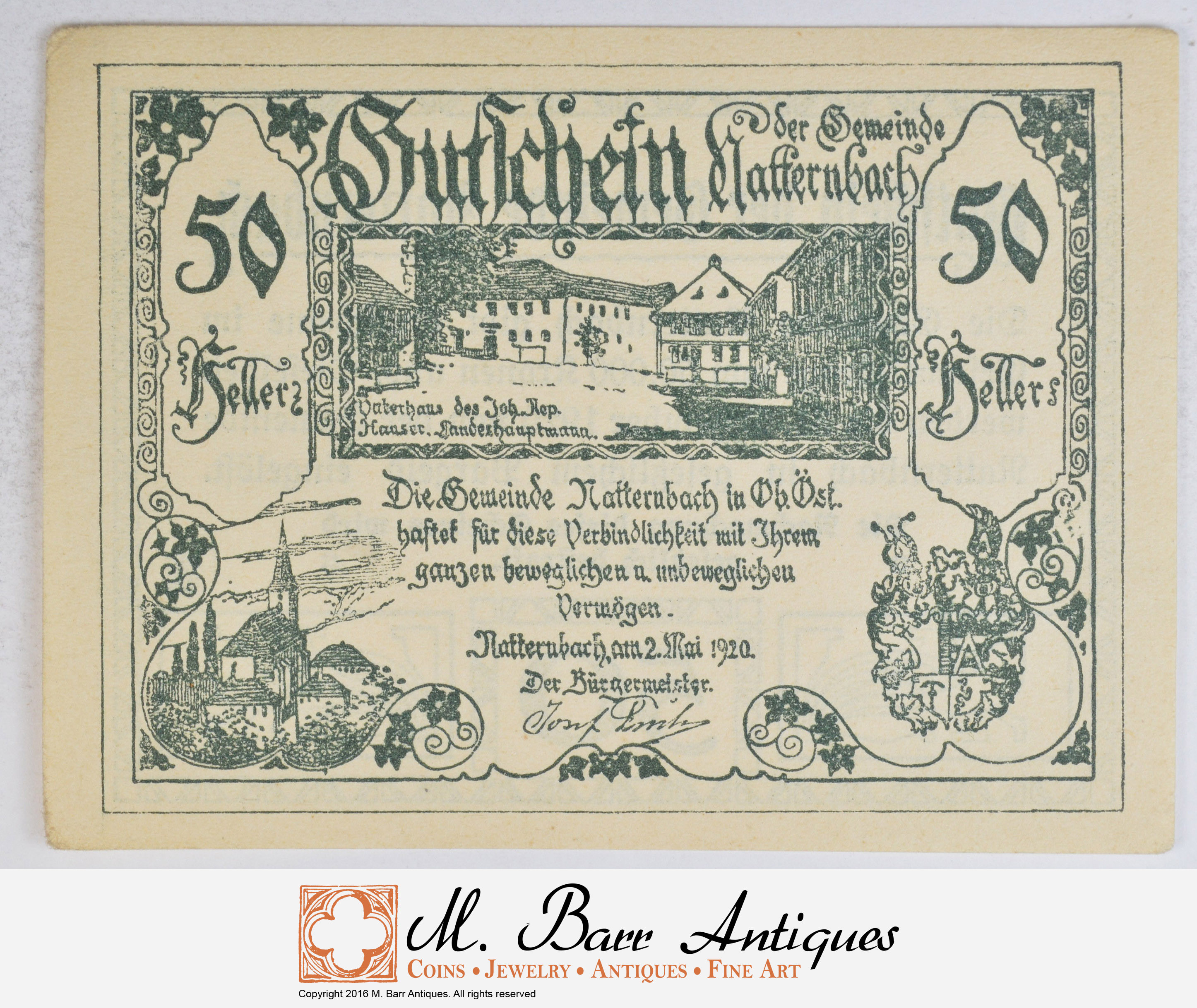 German - Notgeld Note - Historic - 1920's/30's Era - Great Art ...