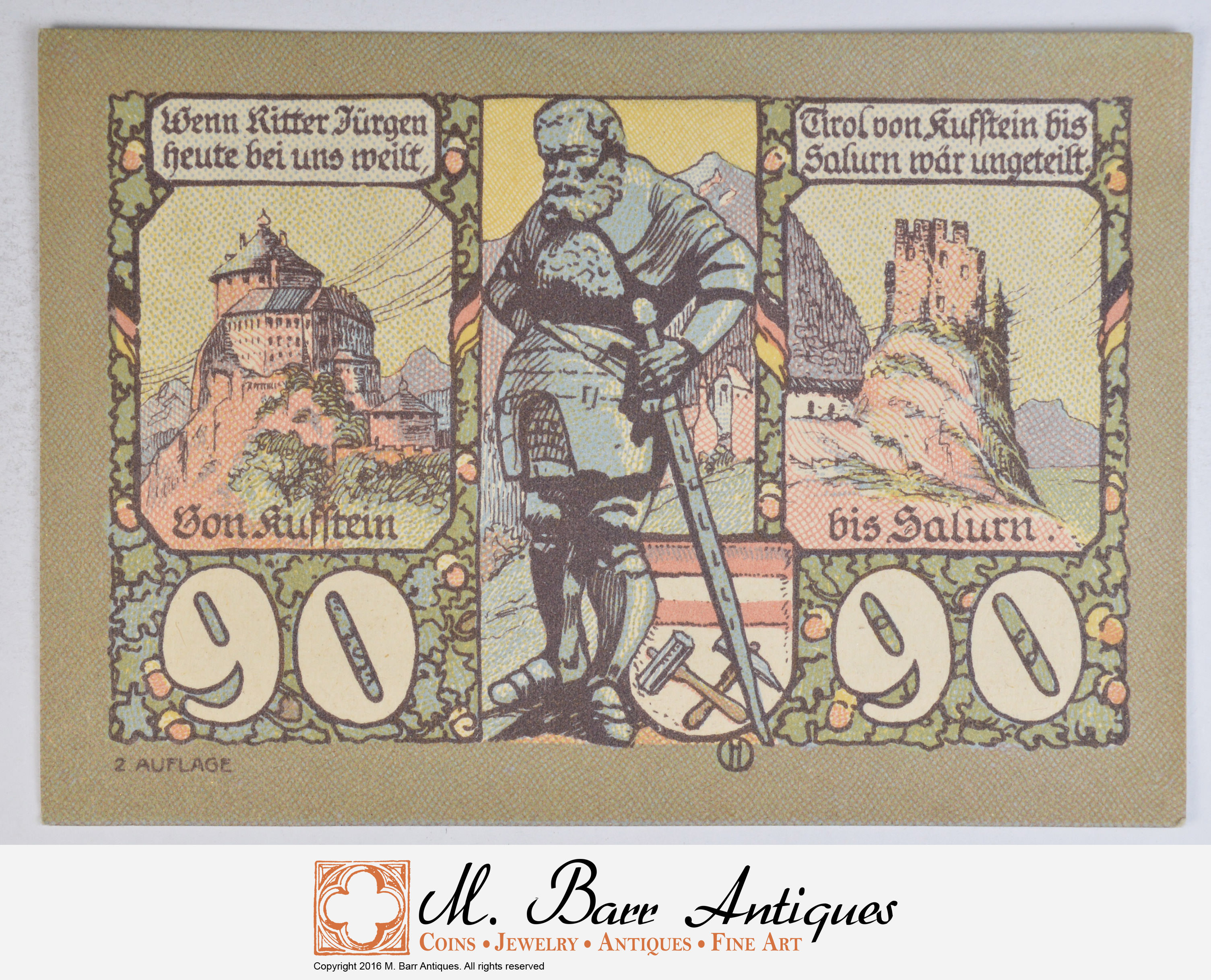 German - Notgeld Note - Historic - 1920's/30's Era - Great Art ...