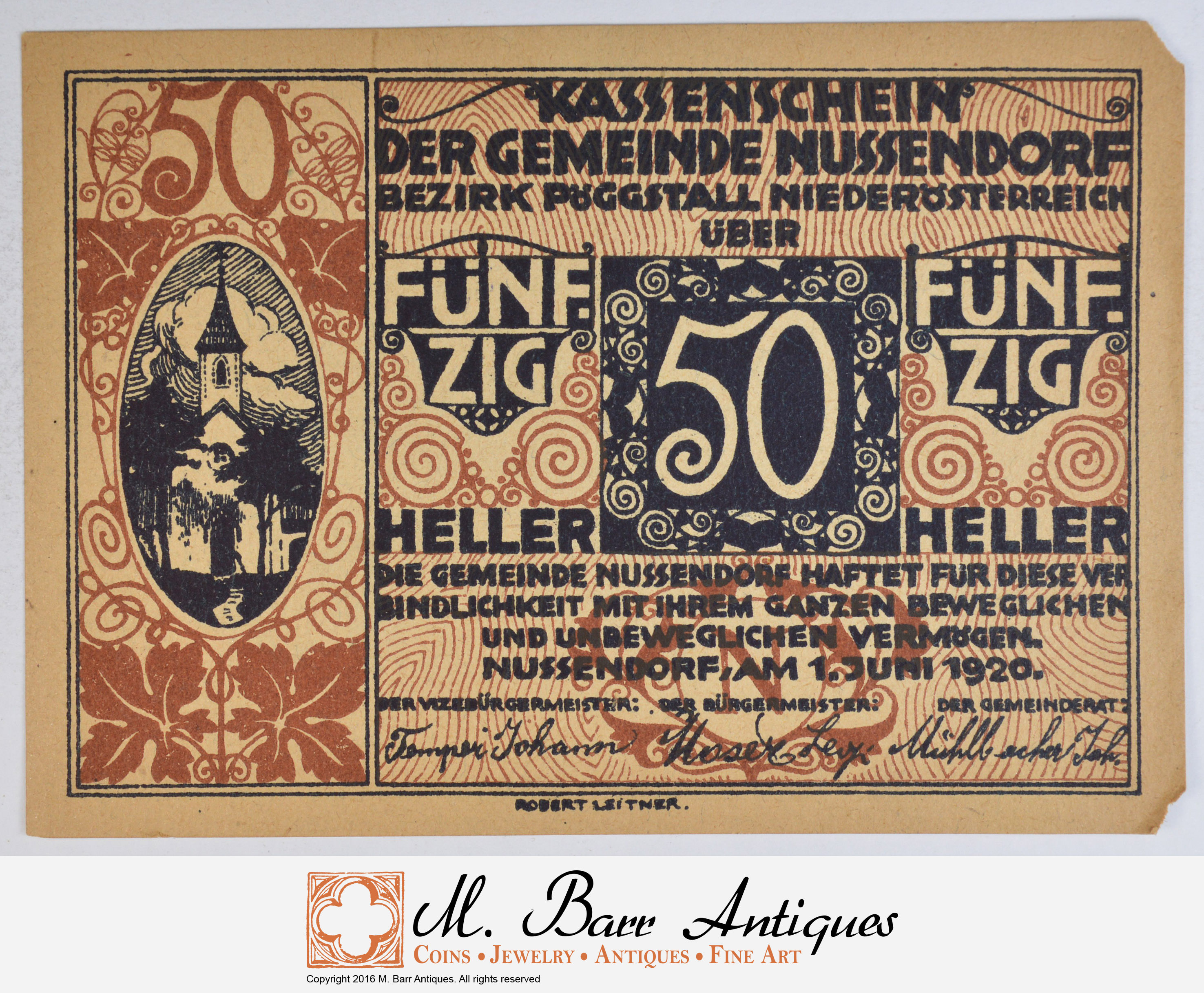 German - Notgeld Note - Historic - 1920's/30's Era - Great Art ...