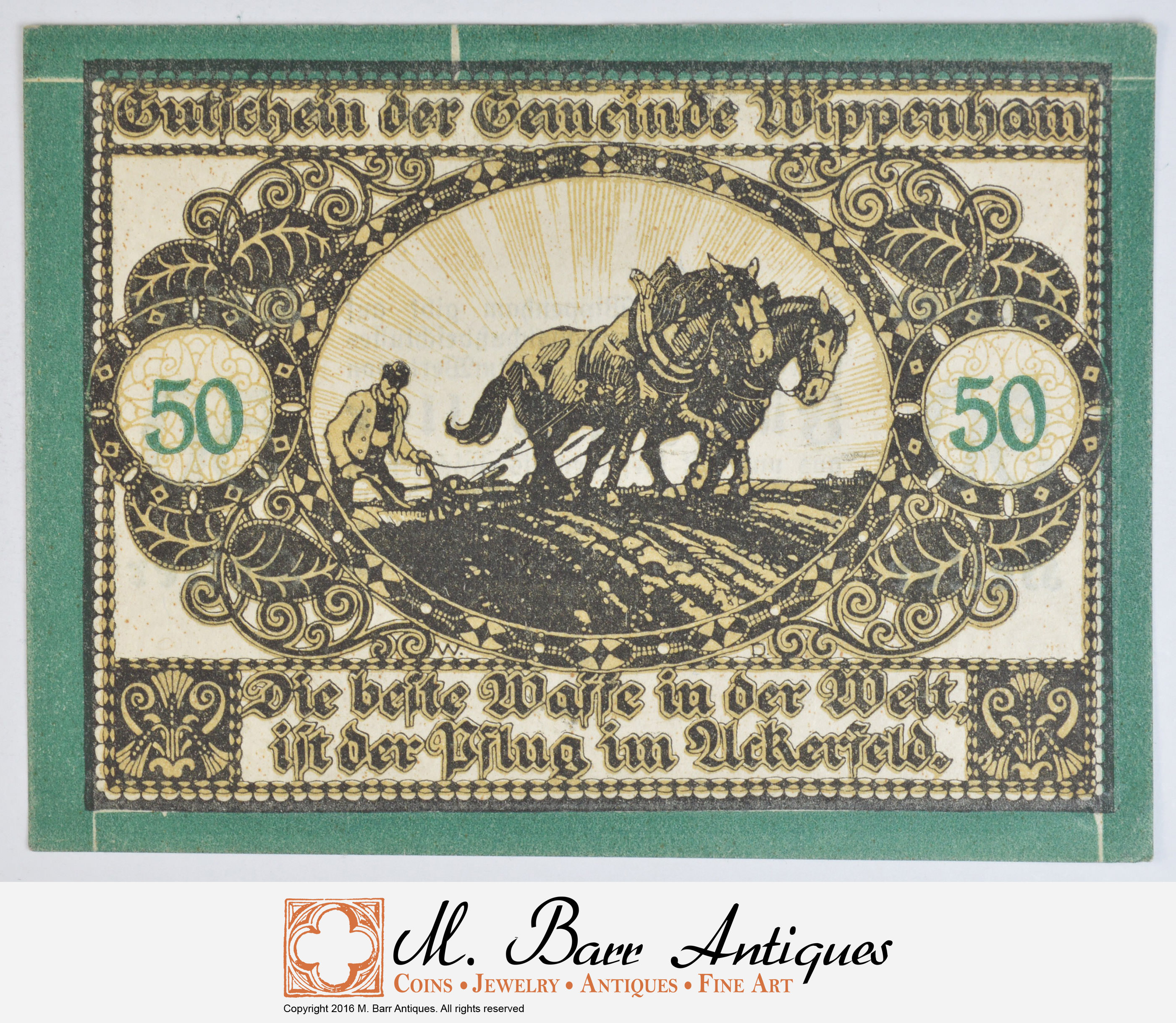 German - Notgeld Note - Historic - 1920's/30's Era - Great Art ...