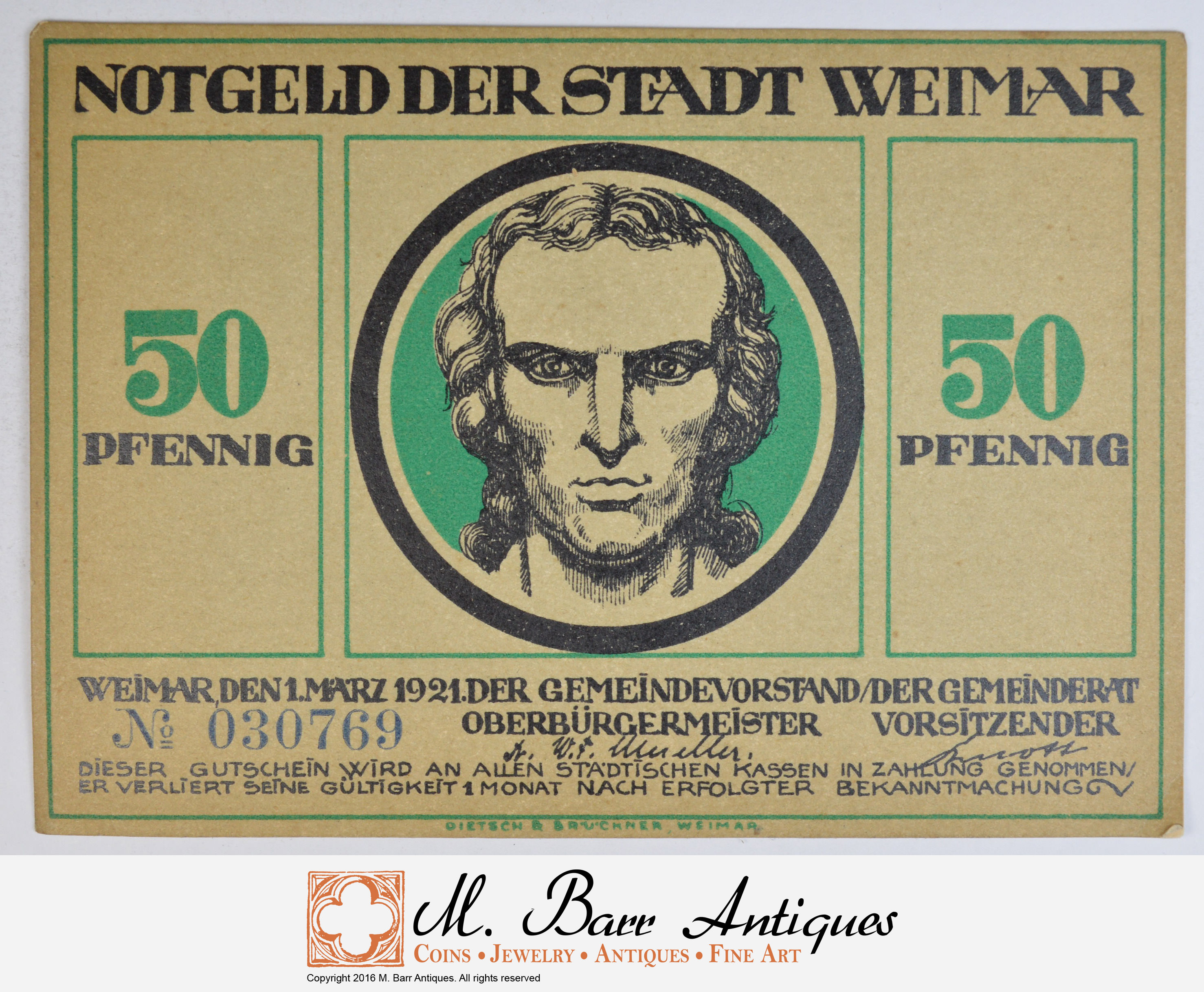 German - Notgeld Note - Historic - 1920's/30's Era - Great Art ...