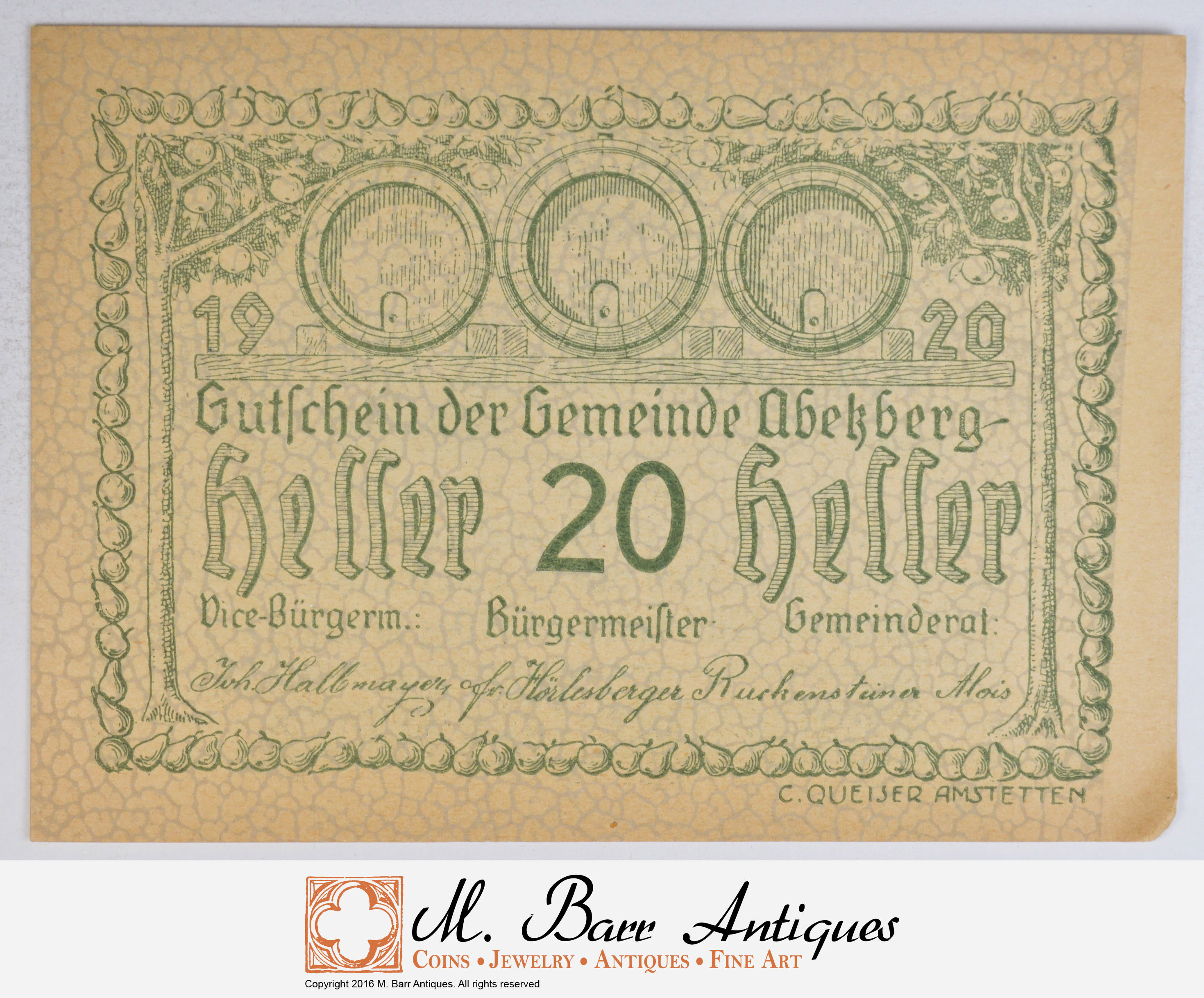 German - Notgeld Note - Historic - 1920's/30's Era - Great Art ...