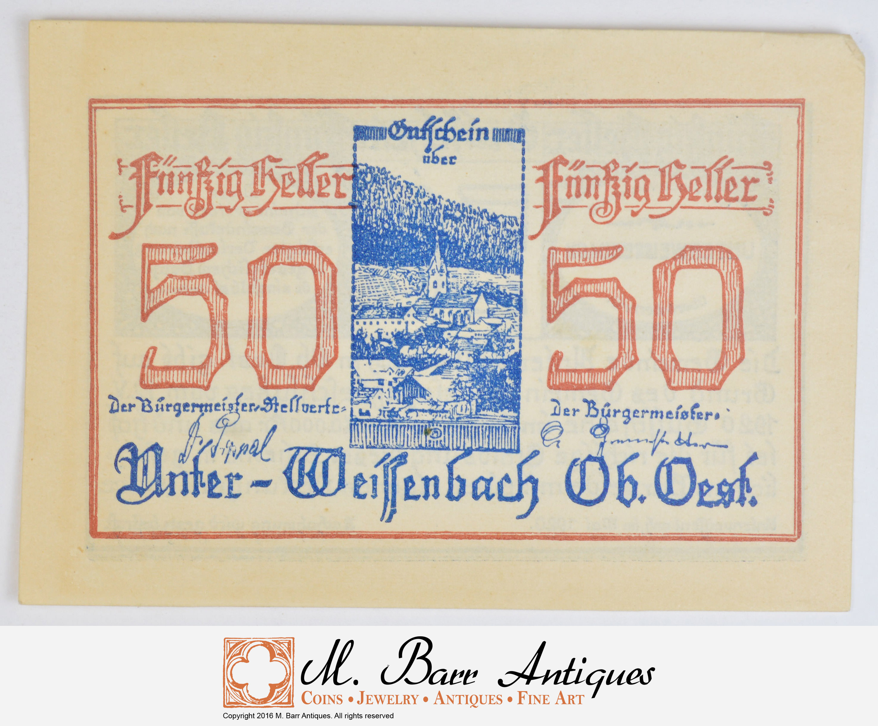 German - Notgeld Note - Historic - 1920's/30's Era - Great Art ...