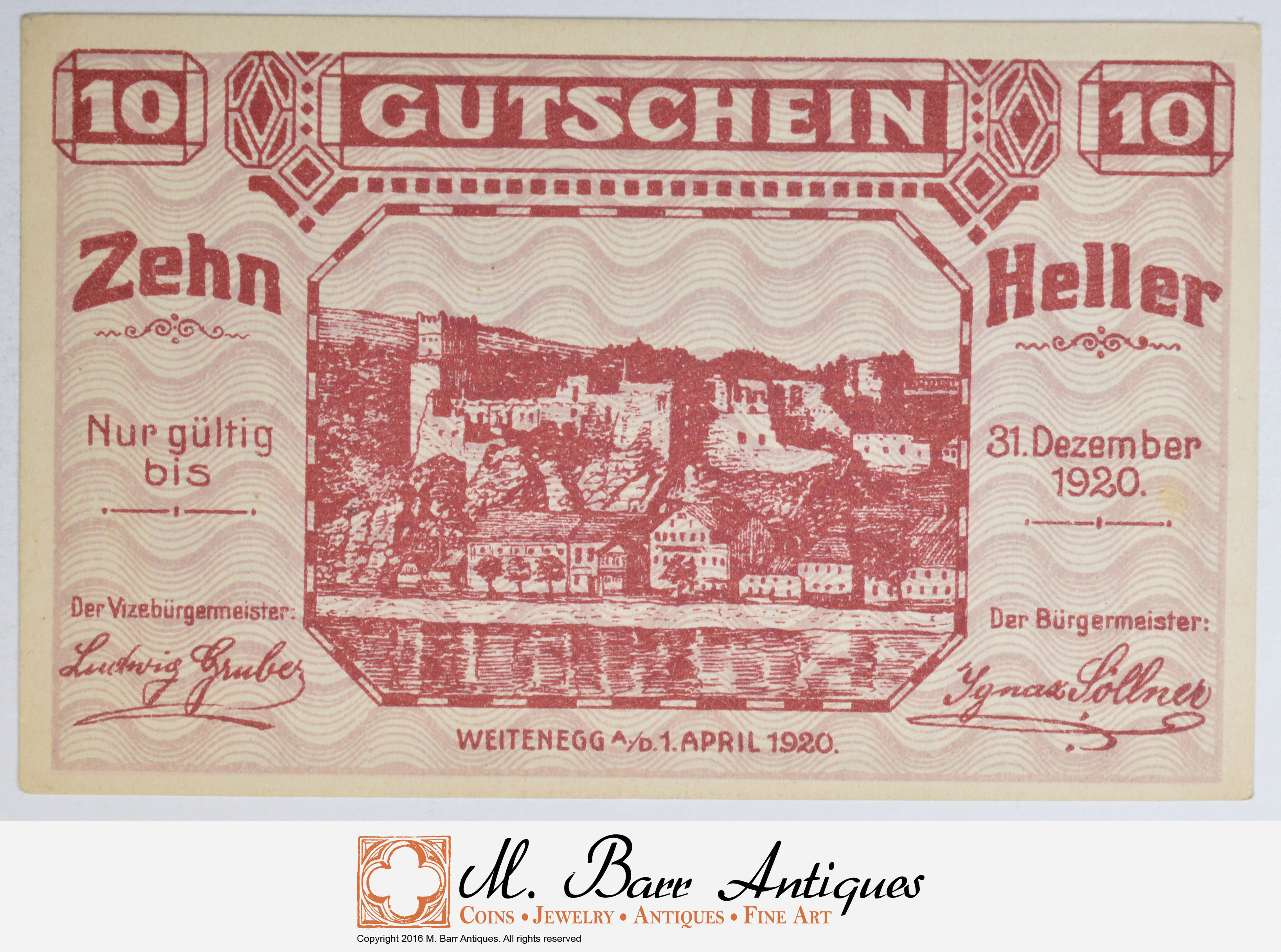 German - Notgeld Note - Historic - 1920's/30's Era - Great Art ...