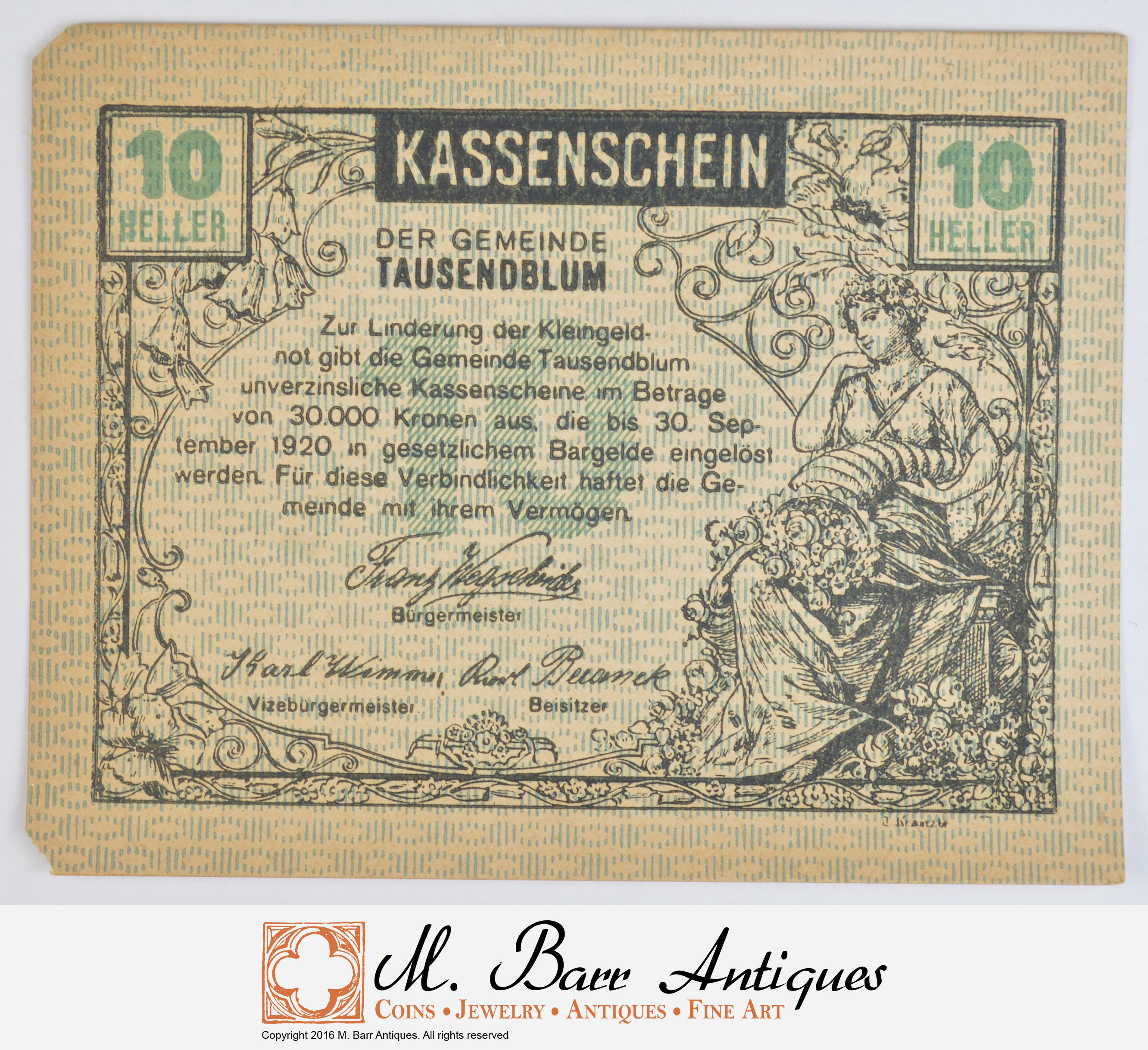 German - Notgeld Note - Historic - 1920's/30's Era - Great Art ...