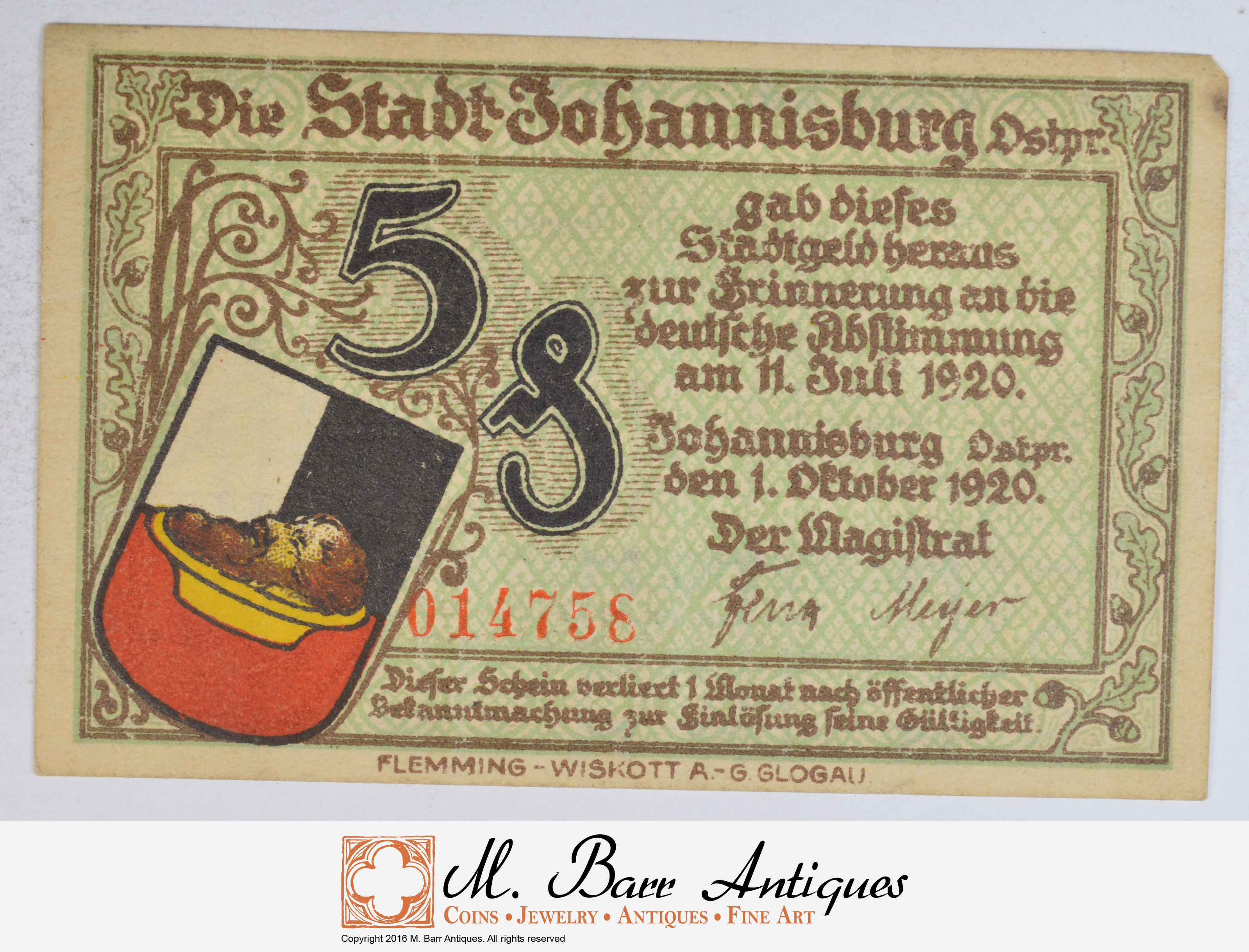 German - Notgeld Note - Historic - 1920's/30's Era - Great Art ...