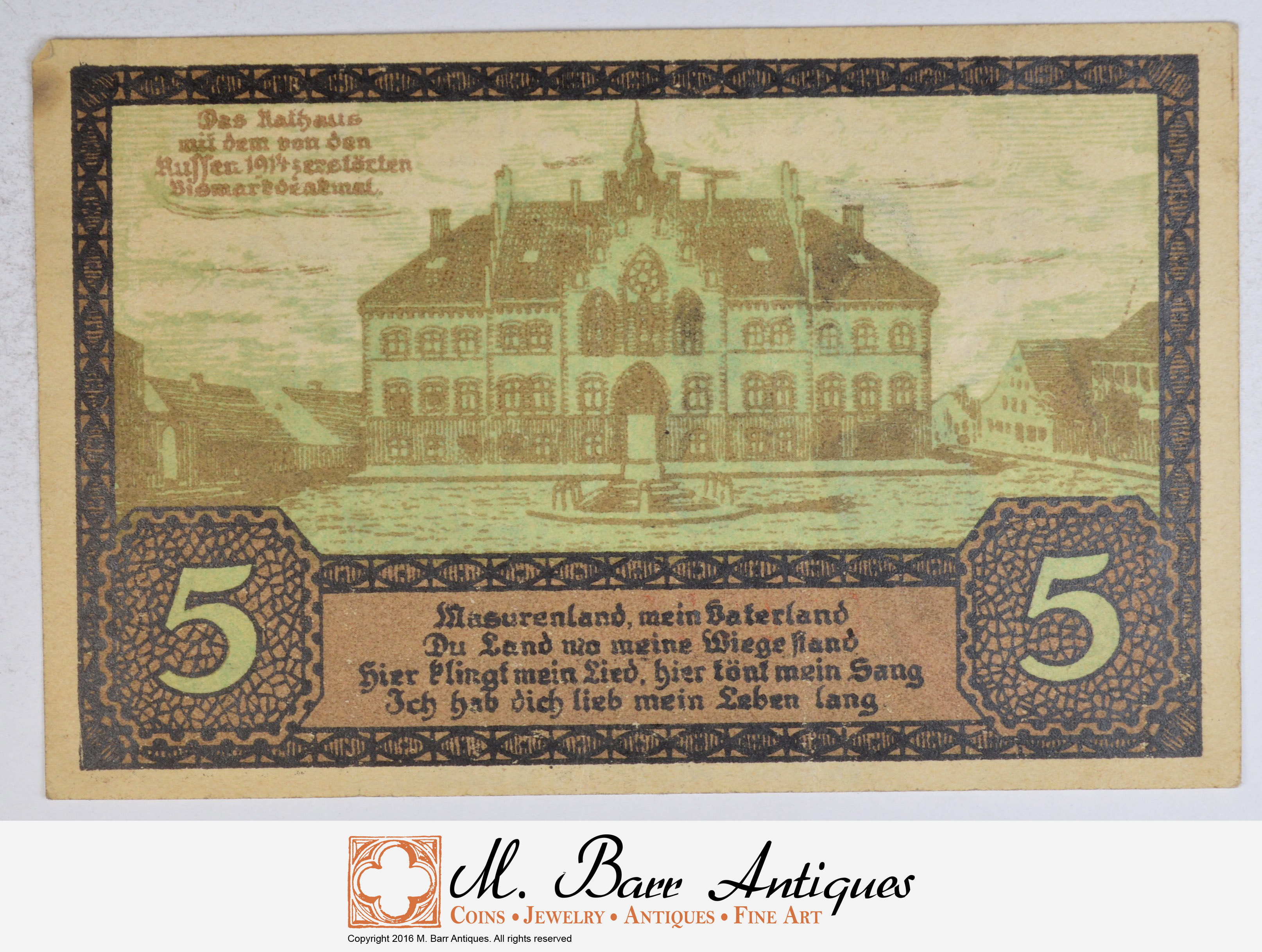German - Notgeld Note - Historic - 1920's/30's Era - Great Art ...