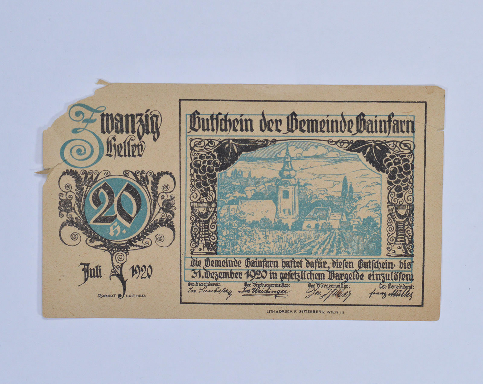 German - Notgeld Note - Historic - 1920's/30's Era - Great Art WWI ...