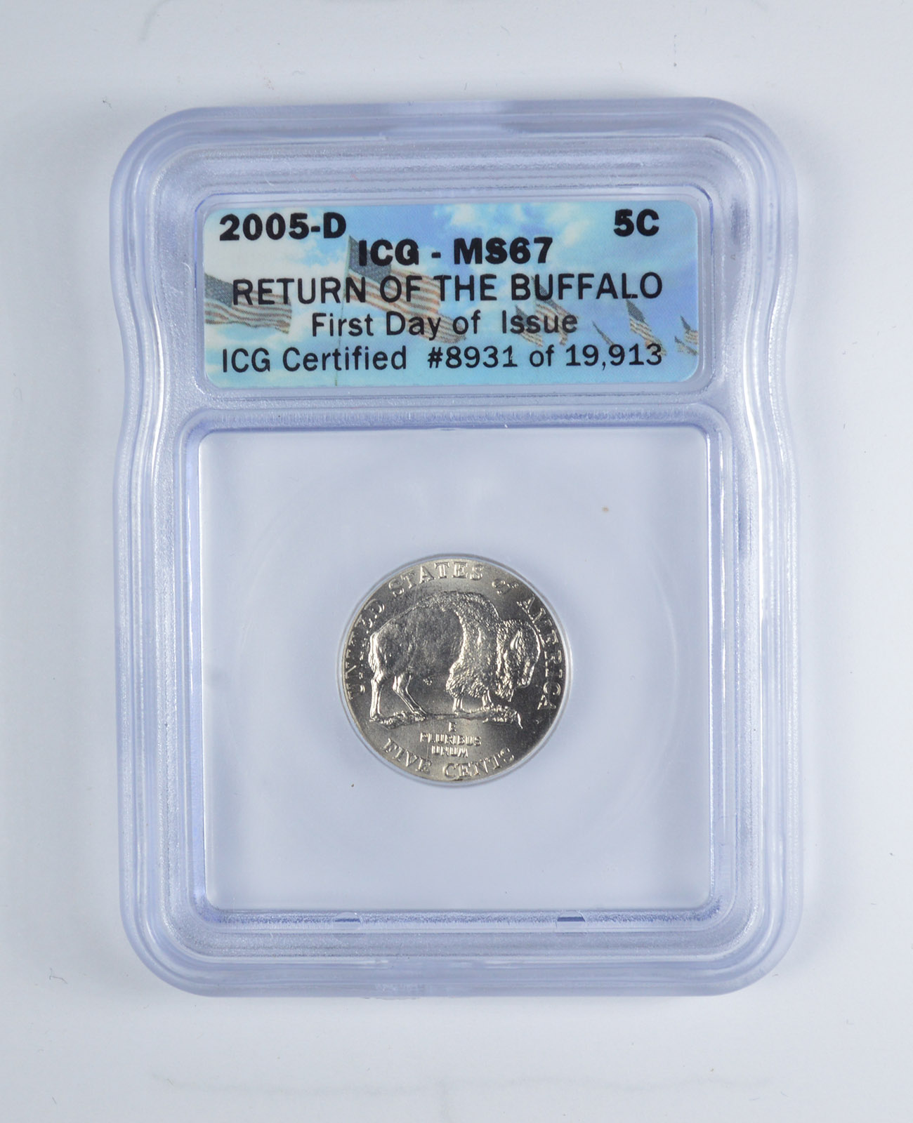 GRADED 2005-D Buffalo Jefferson Nickel - First Day of Issue MS67 - ICG ...