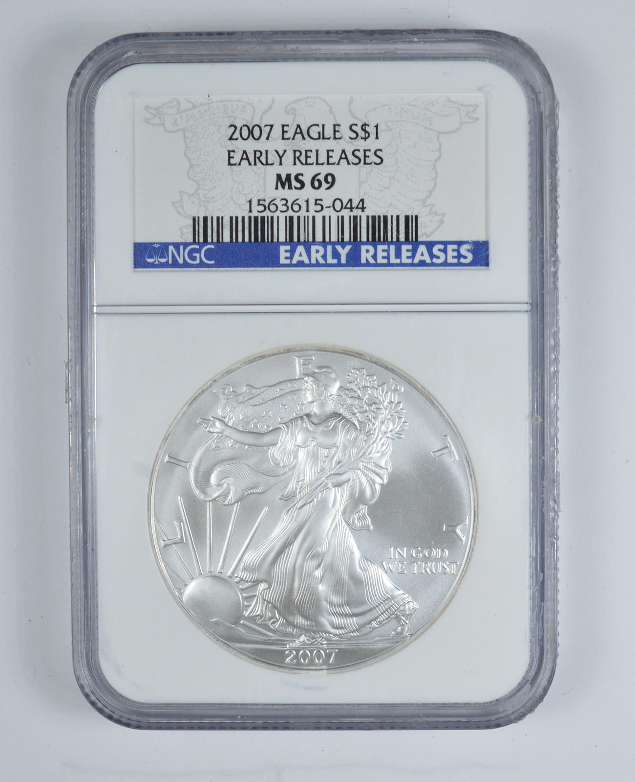 Graded - MS69 2007 Silver Eagle - Early Releases Holder - Graded By NGC | Property Room