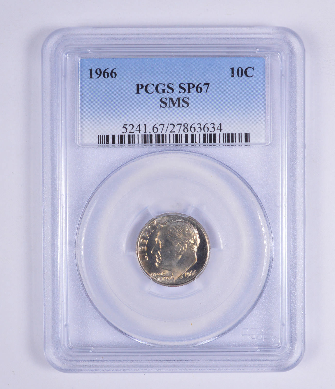 Graded - SP67 1966 Roosevelt Dime - SMS - Proof - Professional Graded ...