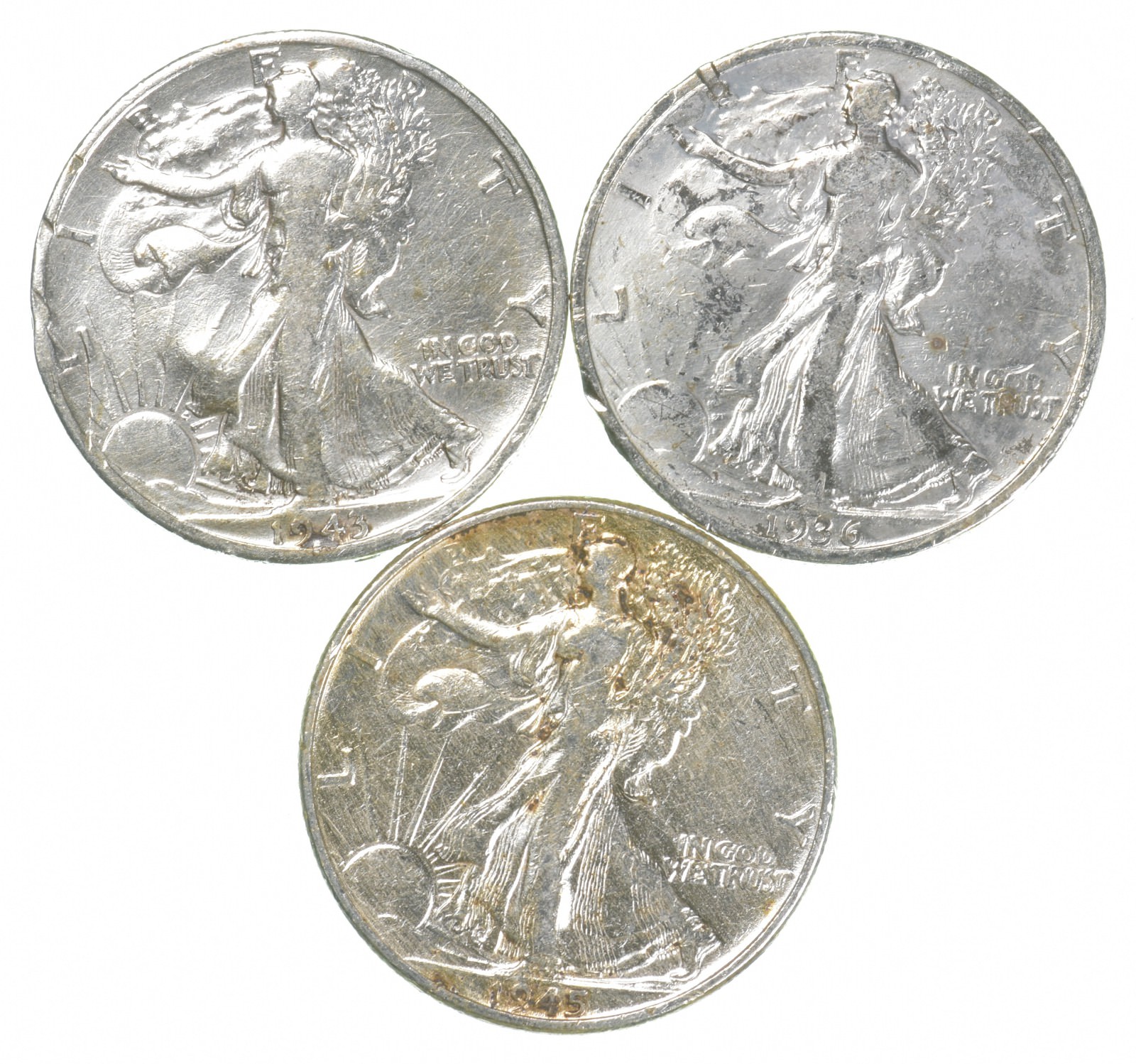 Great Detail 1943-S 1936 1945 Walking Liberty Half Dollar Lot Collection | Property Room