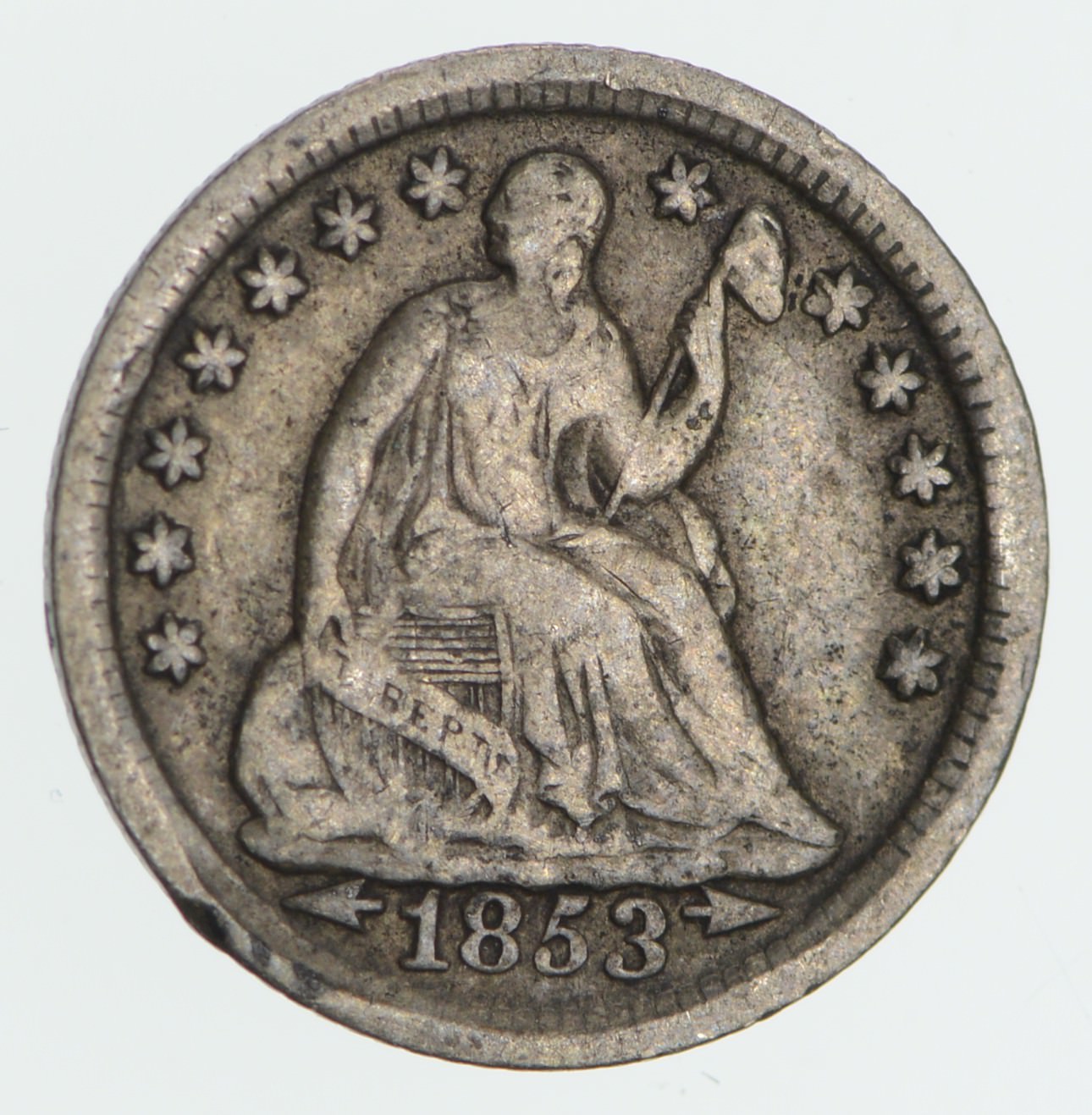 Great Detail HALF Dime - 1853 Seated Liberty Half Dime - Early American ...