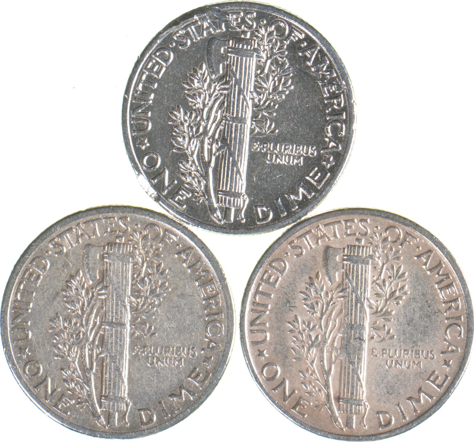 HIGH GRADE 1943 1942 1945 Mercury Silver Dime - BETTER | Property Room