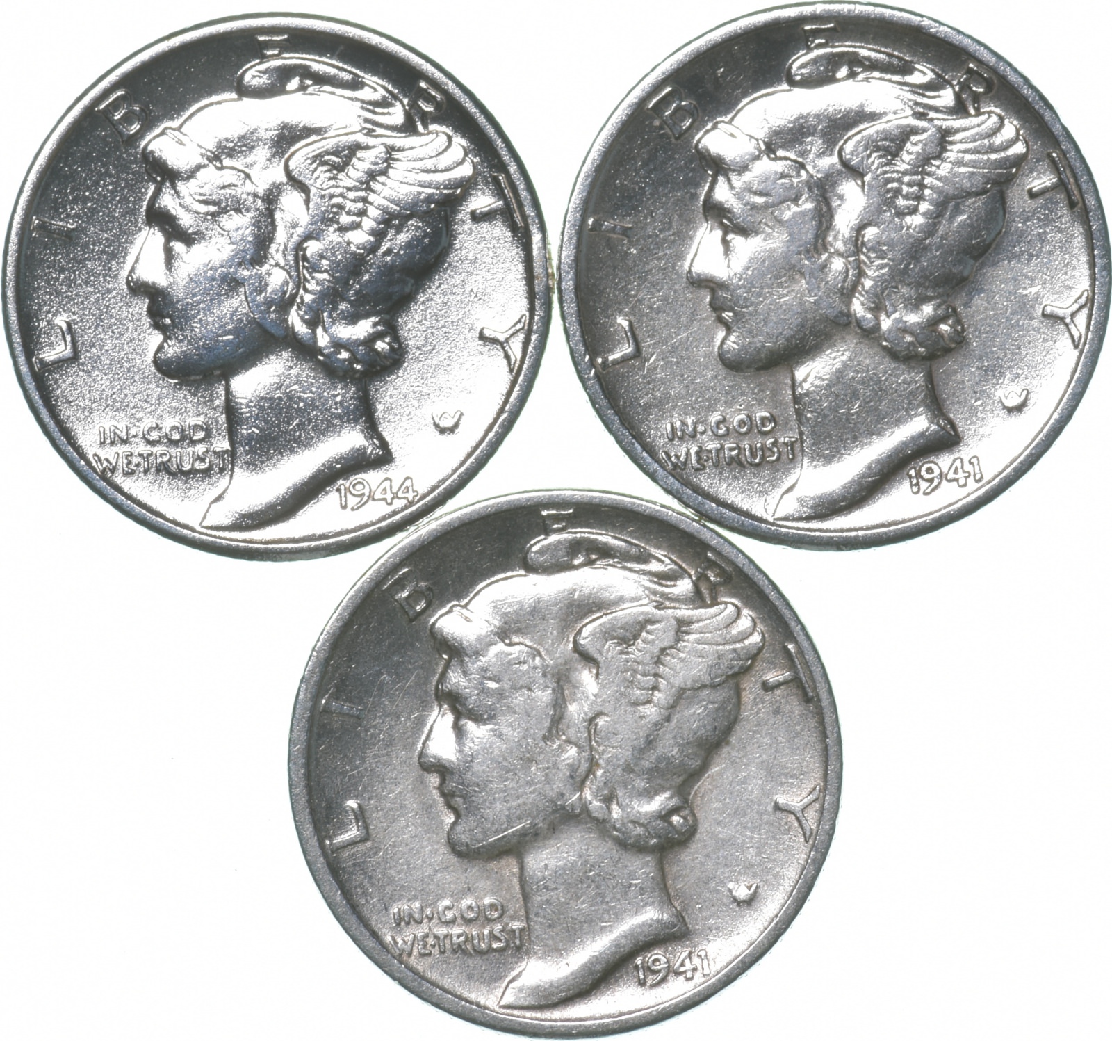 HIGH GRADE 1944 1941 1941 Mercury Silver Dime - BETTER | Property Room