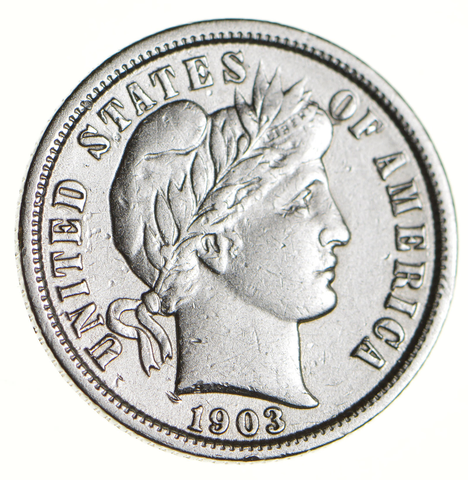 Higher Grade - 1903 Barber Liberty US Silver Dime - Great Detail in ...