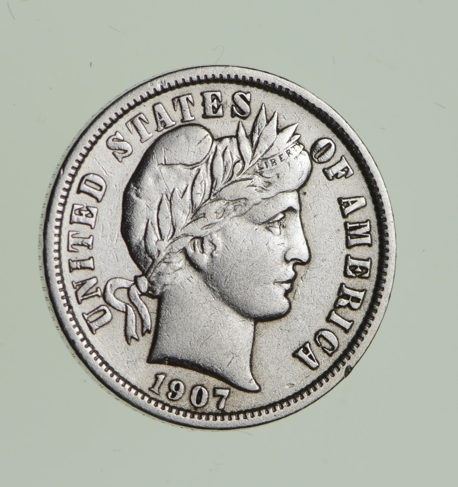 Higher Grade - 1907 Barber Liberty US Silver Dime - Great Detail in ...