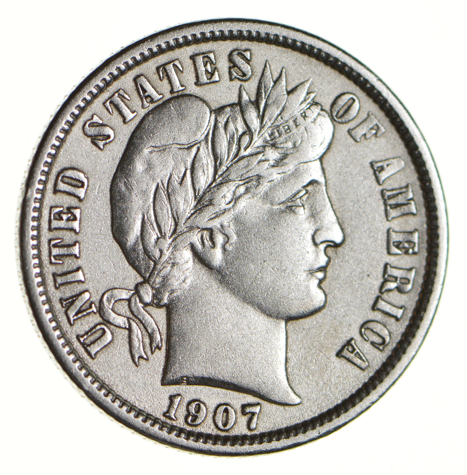 Higher Grade - 1907 Barber Liberty US Silver Dime - Great Detail in ...