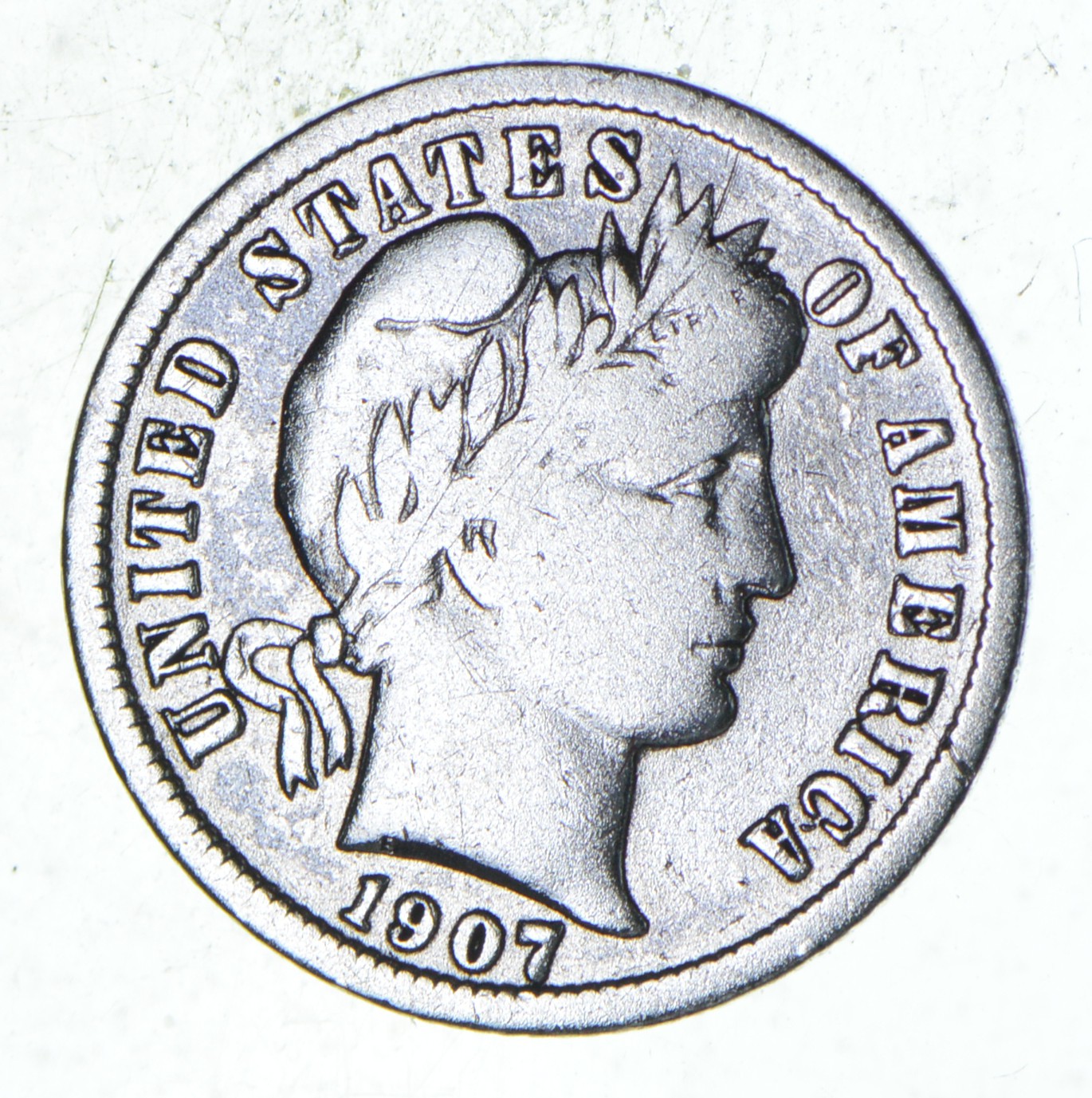 Higher Grade - 1907 Barber Liberty US Silver Dime - Great Detail in ...