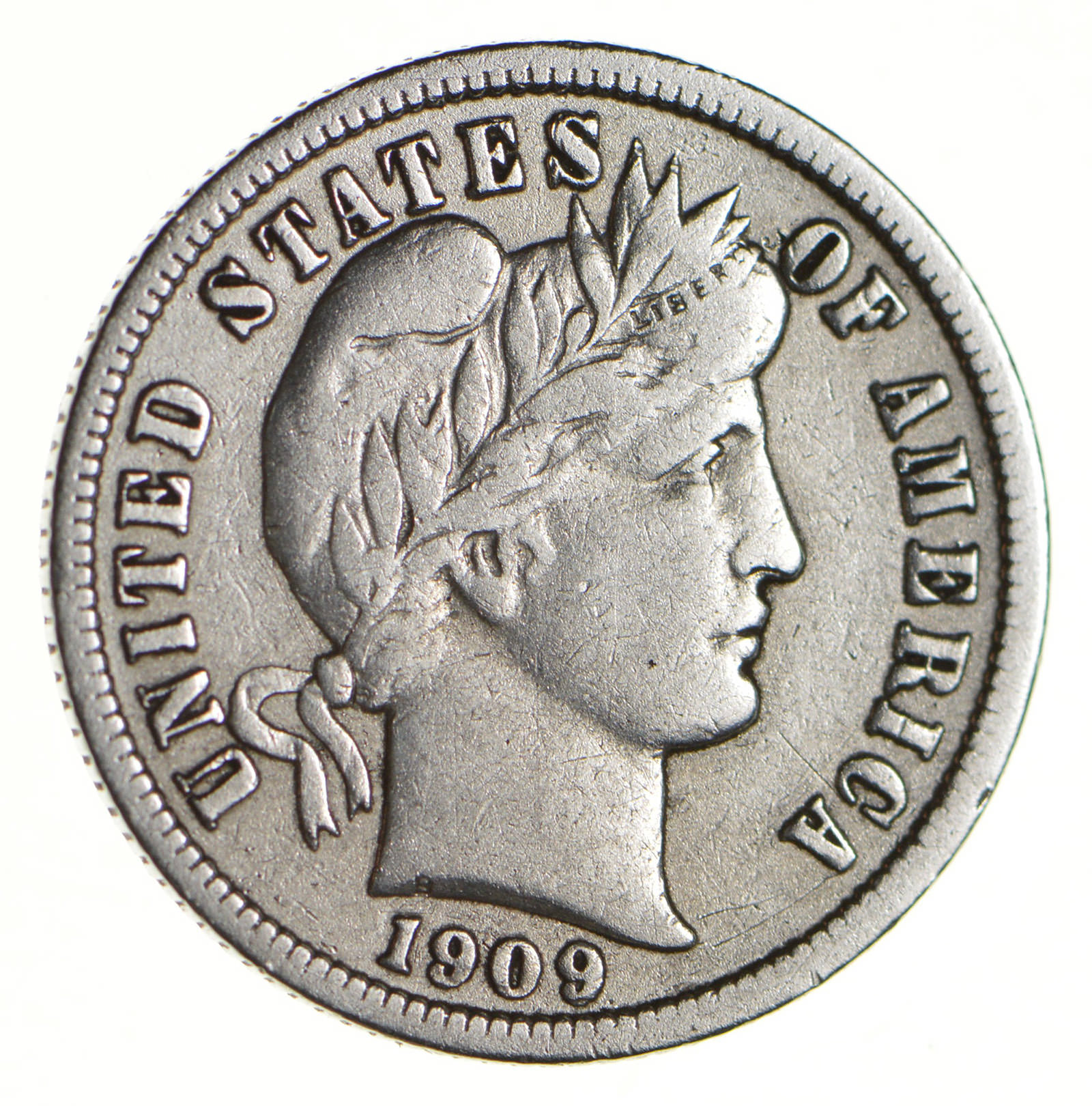 Higher Grade - 1909 Barber Liberty US Silver Dime - Great Detail in ...